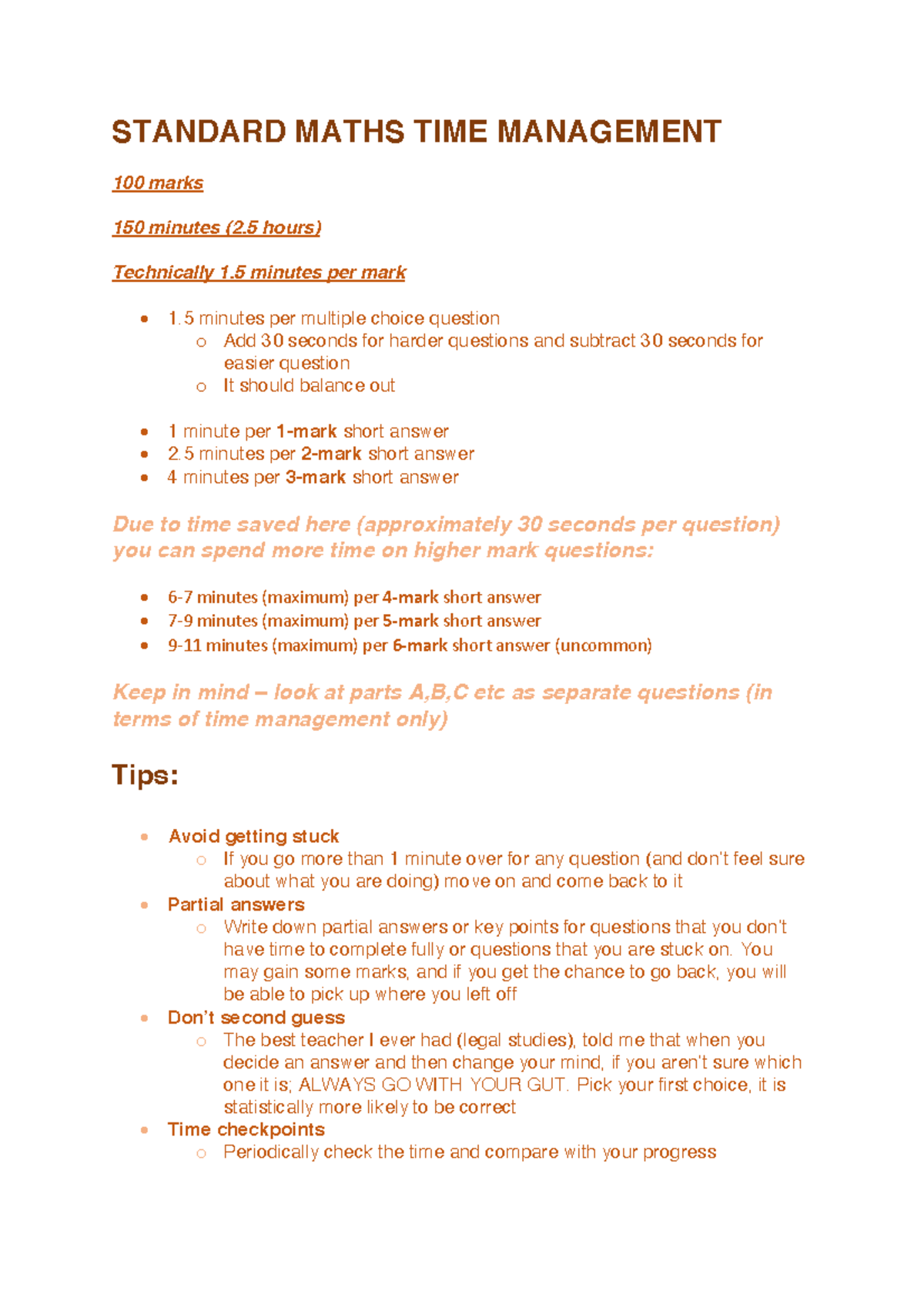 Standard Maths TIME Management - STANDARD MATHS TIME MANAGEMENT 100 ...