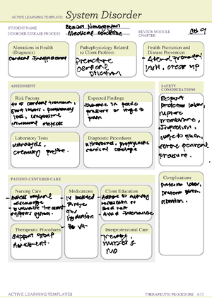Focused Review Journal Template Exam 3 - Adult Complex Health Unit 3 ...
