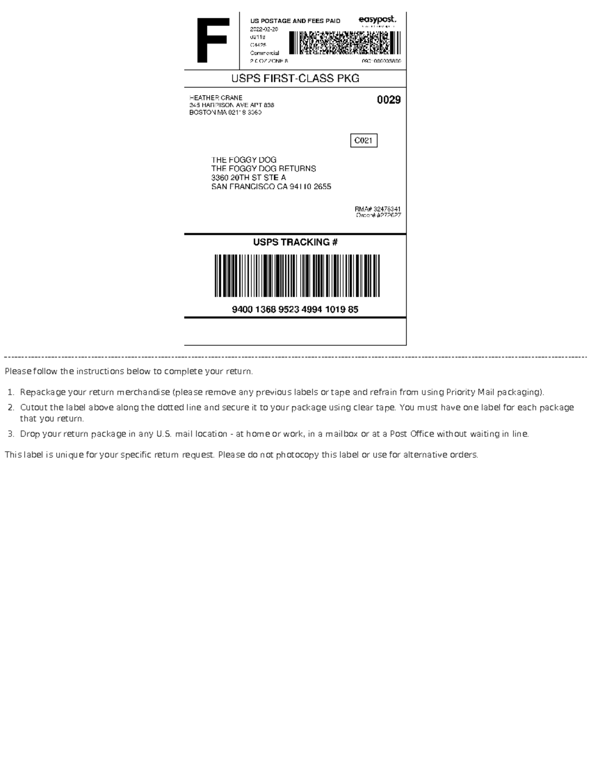 Label - Here - Please follow the instructions below to complete your ...