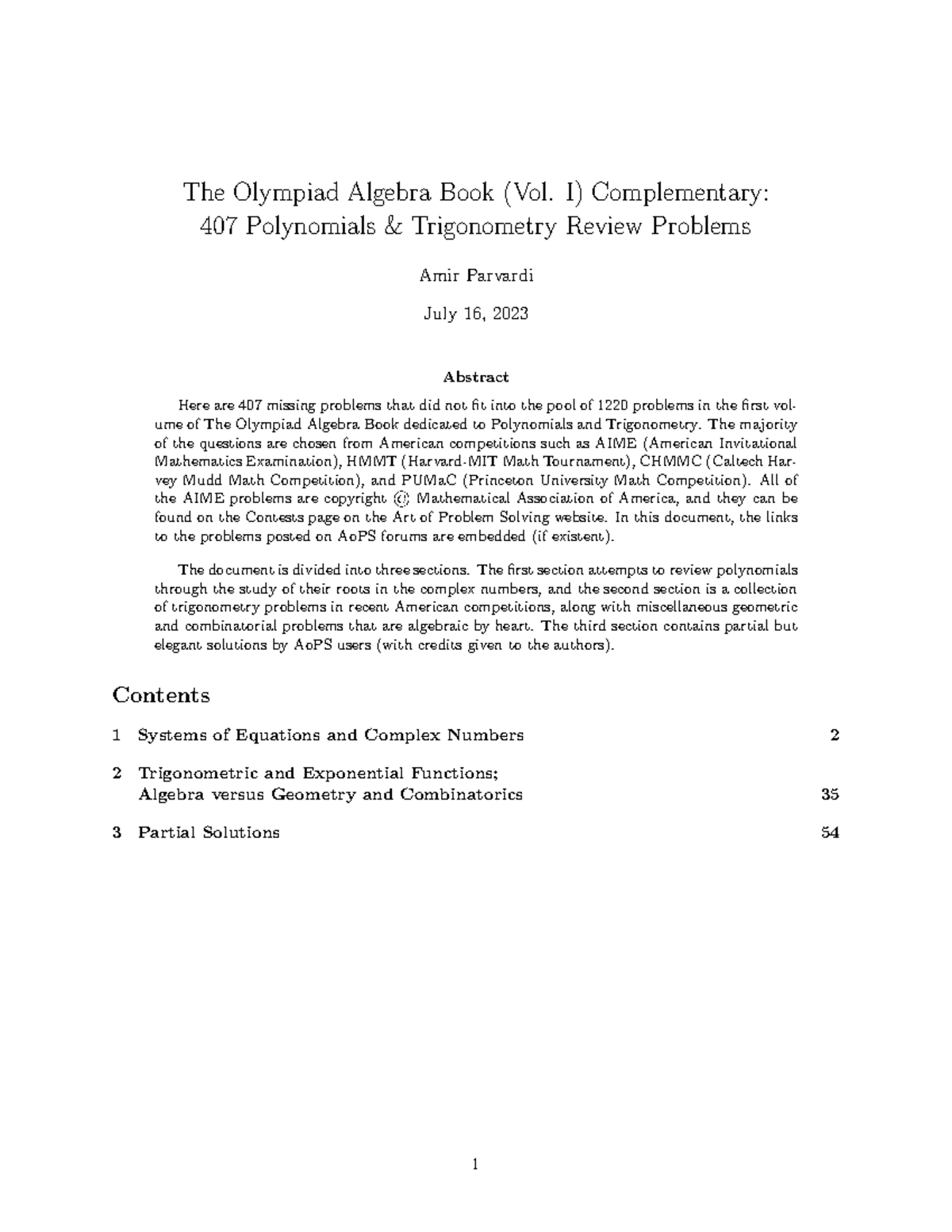 407 Polynomials and Trigonometry Review - The Olympiad Algebra Book ...