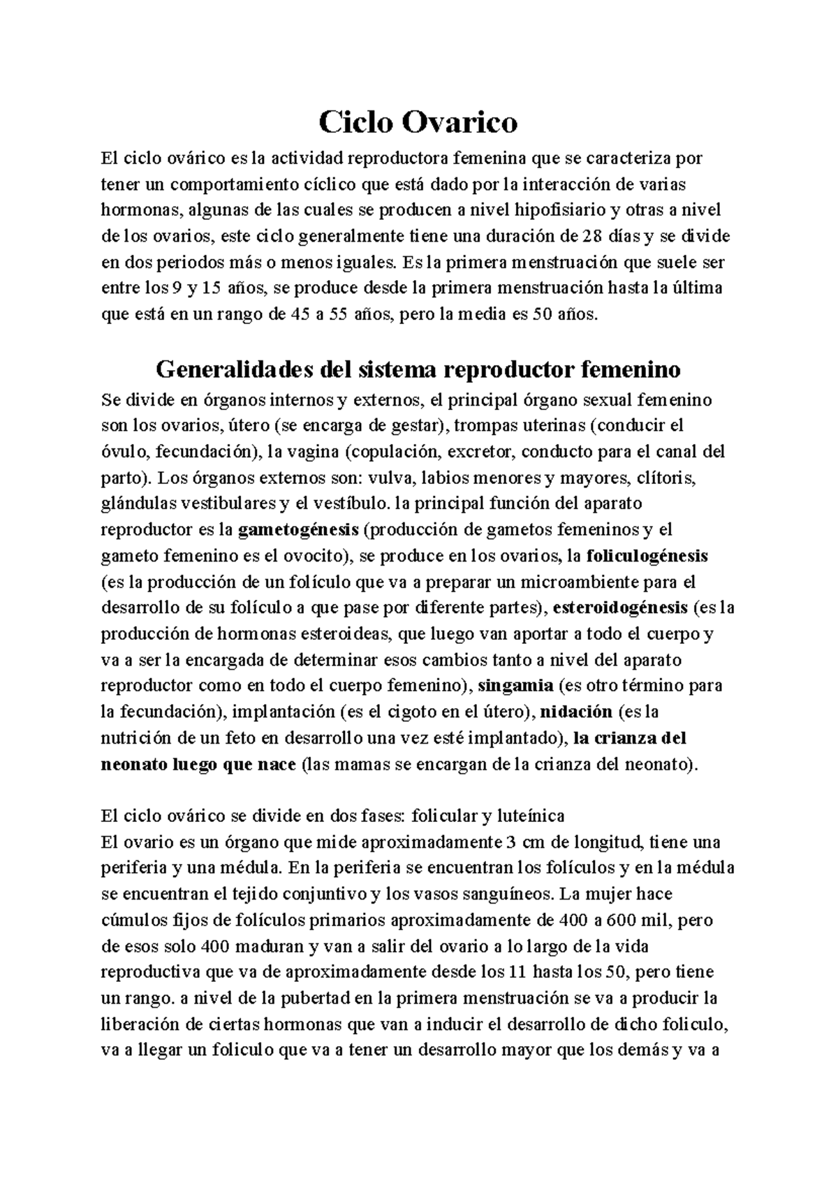 Ciclo Ovarico - Ciclo Ovarico El ciclo ovárico es la actividad ...