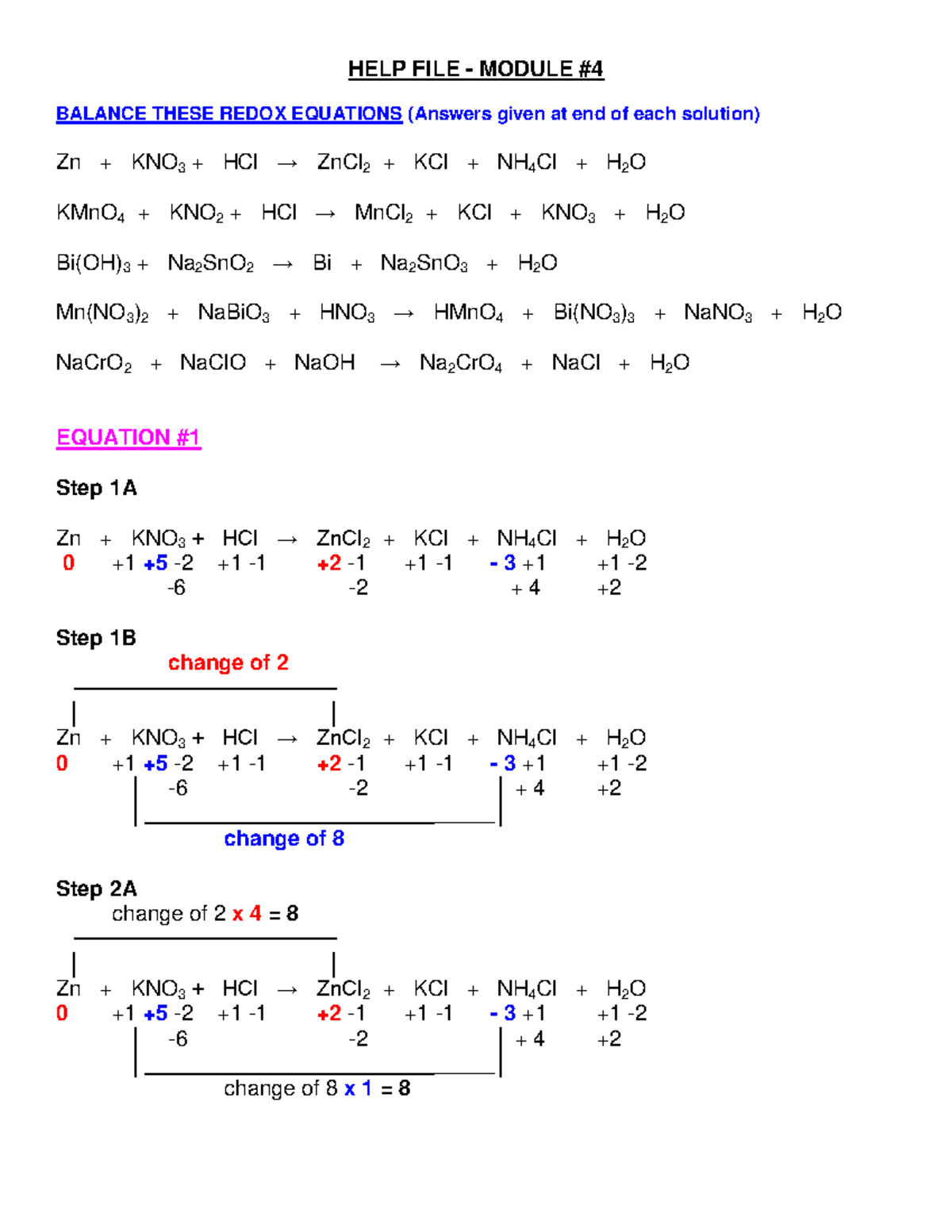 Redox 1 Para bioquímica - HELP FILE - MODULE BALANCE THESE REDOX ...