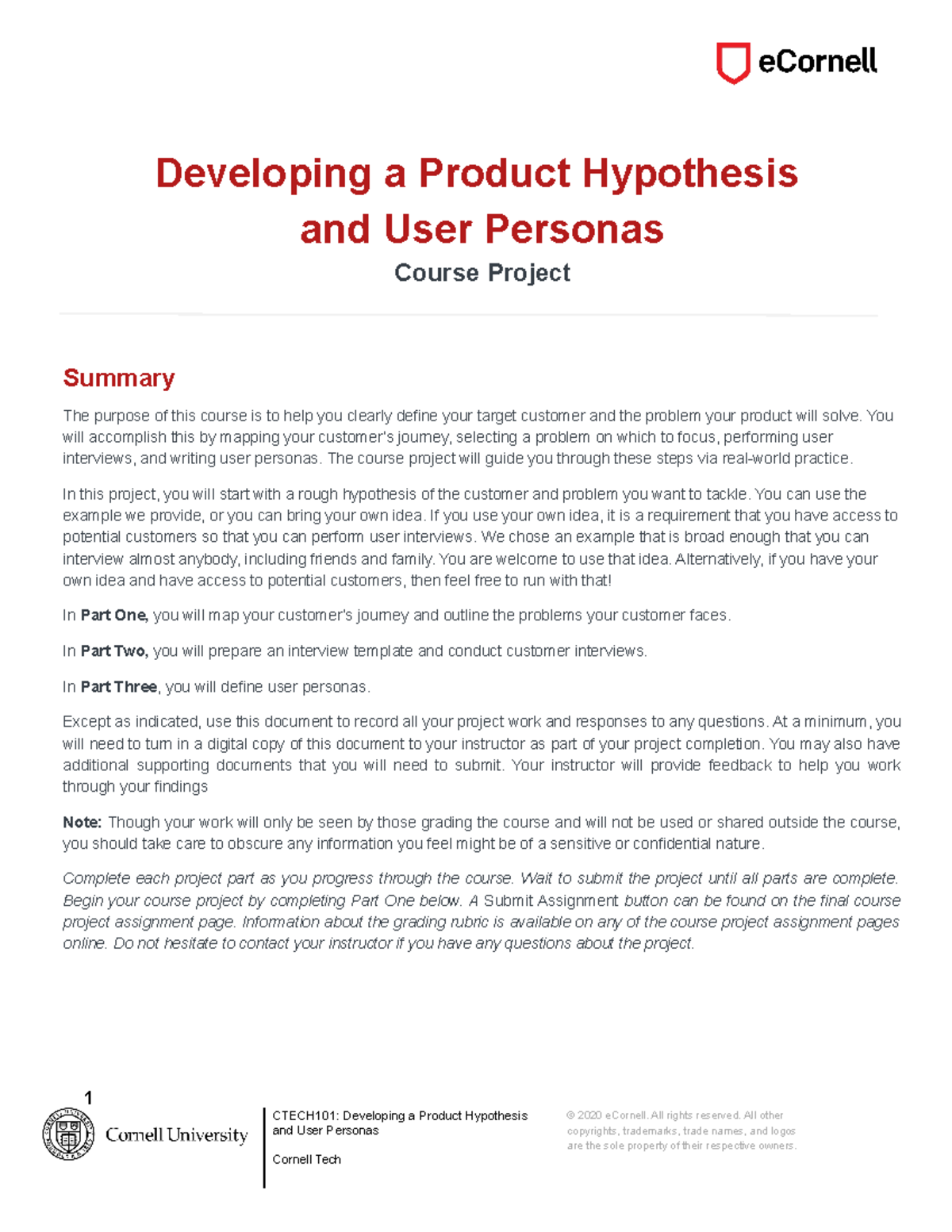 Ctech 101 course project - Developing a Product Hypothesis and User ...