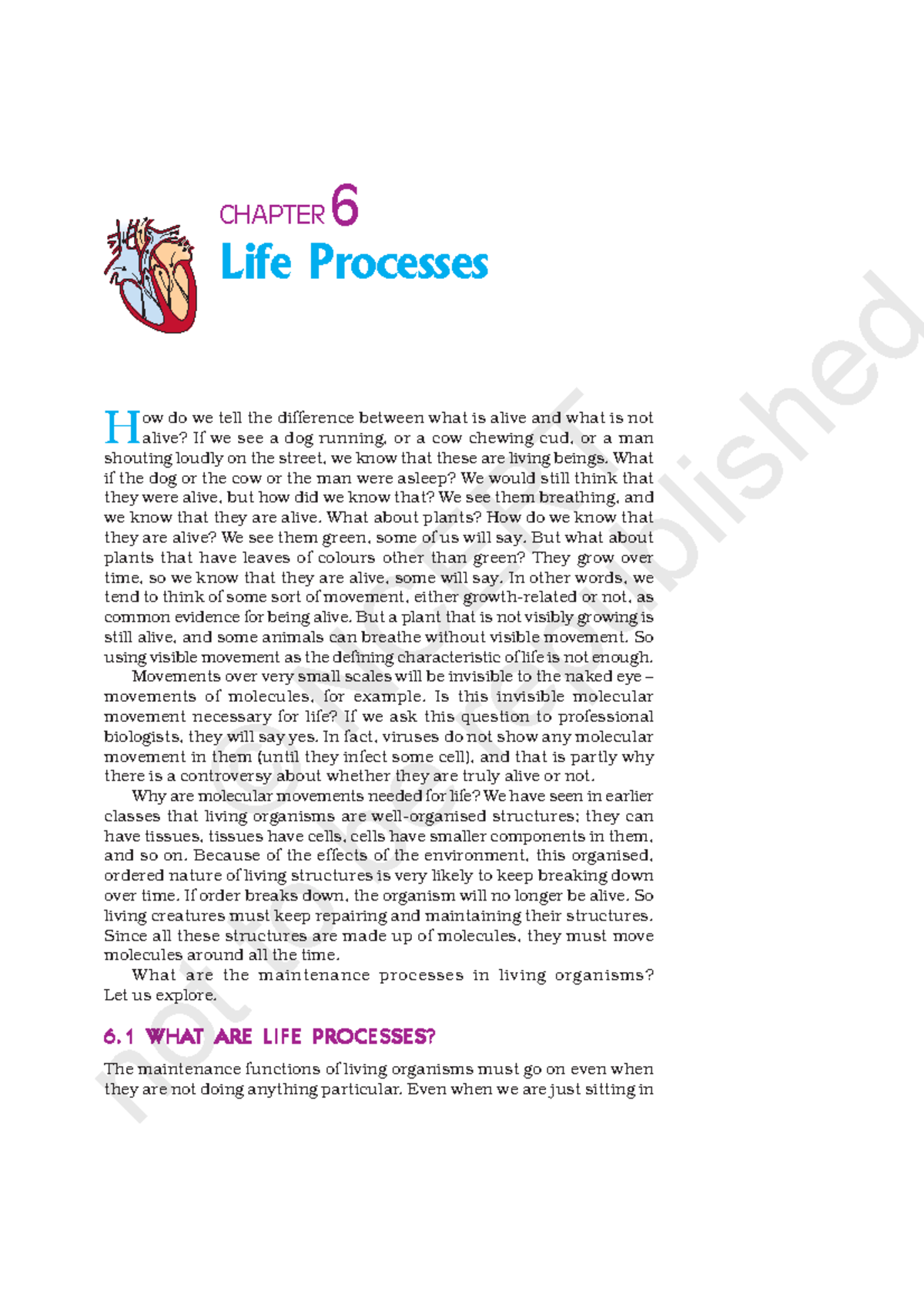 CHAPTER 5 LIFE PROCESSES - Life Processes CHAPTER 6 H ow do we tell the ...