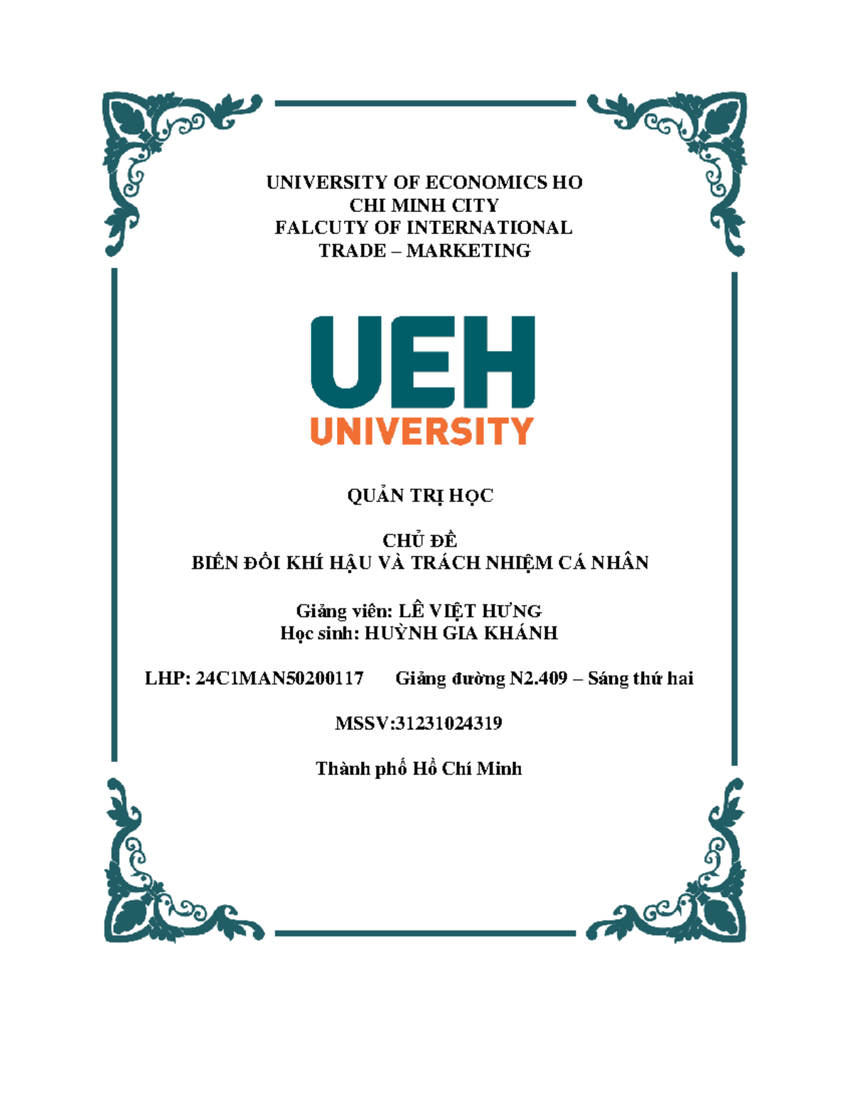 Huỳnh Gia Khánh 31231024319 tieu luan diem cong 2 - UNIVERSITY OF ...