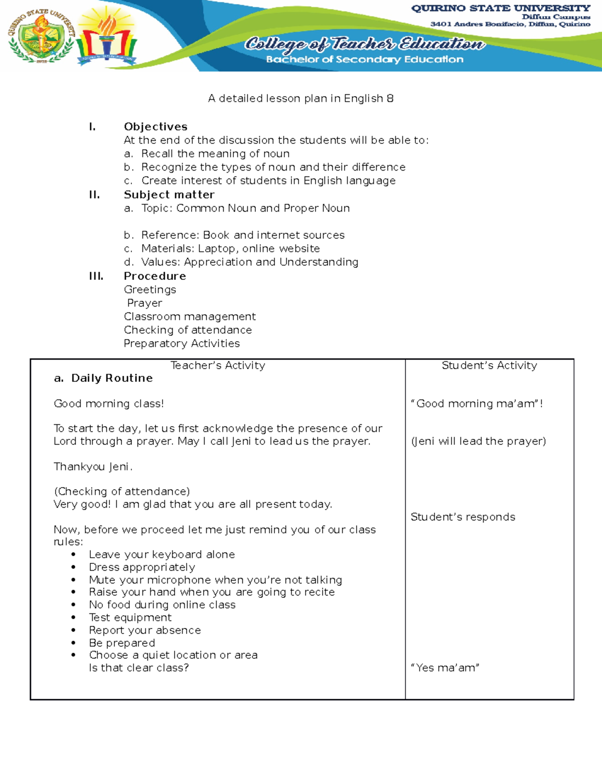 DLP Common Noun And Proper Noun Asuncion - Major in English - Studocu