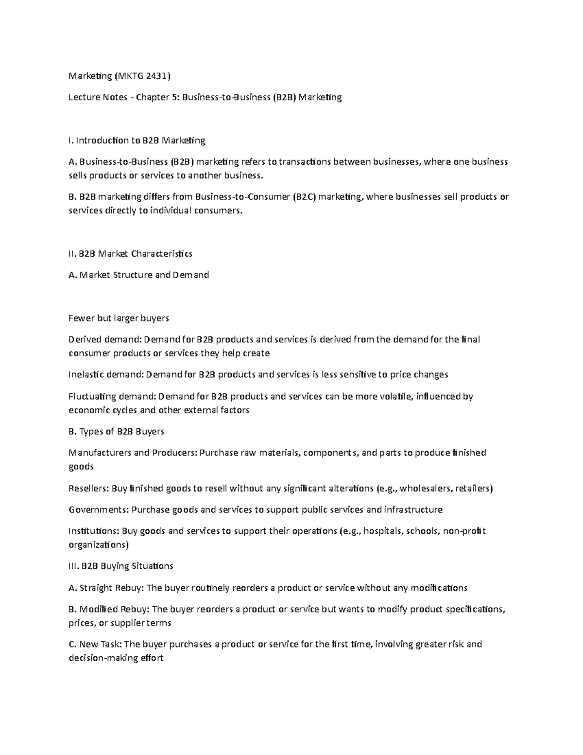 Marketing MKTG 2431 chap 5 - Marketing (MKTG 2431) Lecture Notes ...