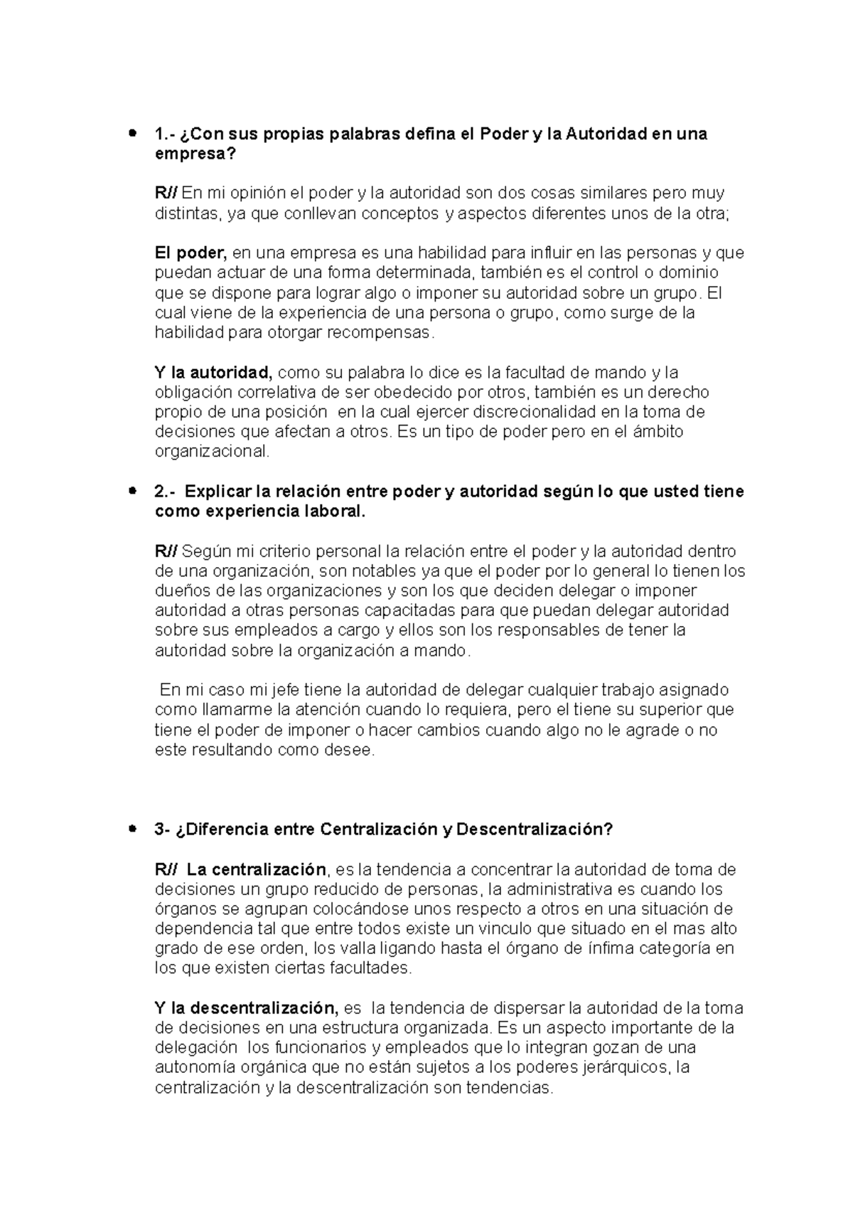 Participacion - RESUMEN - 1.- ¿Con sus propias palabras defina el Poder ...