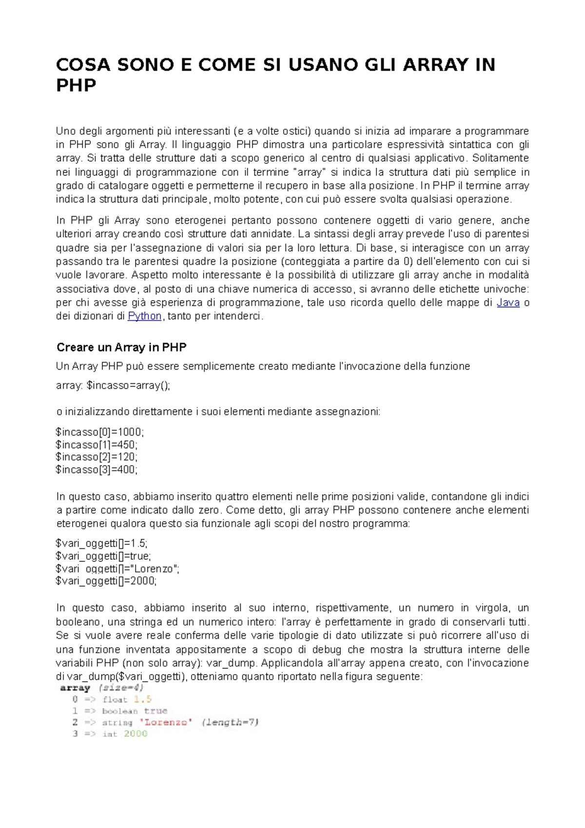 Array IN PHP - COSA SONO E COME SI USANO GLI ARRAY IN PHP Uno degli ...