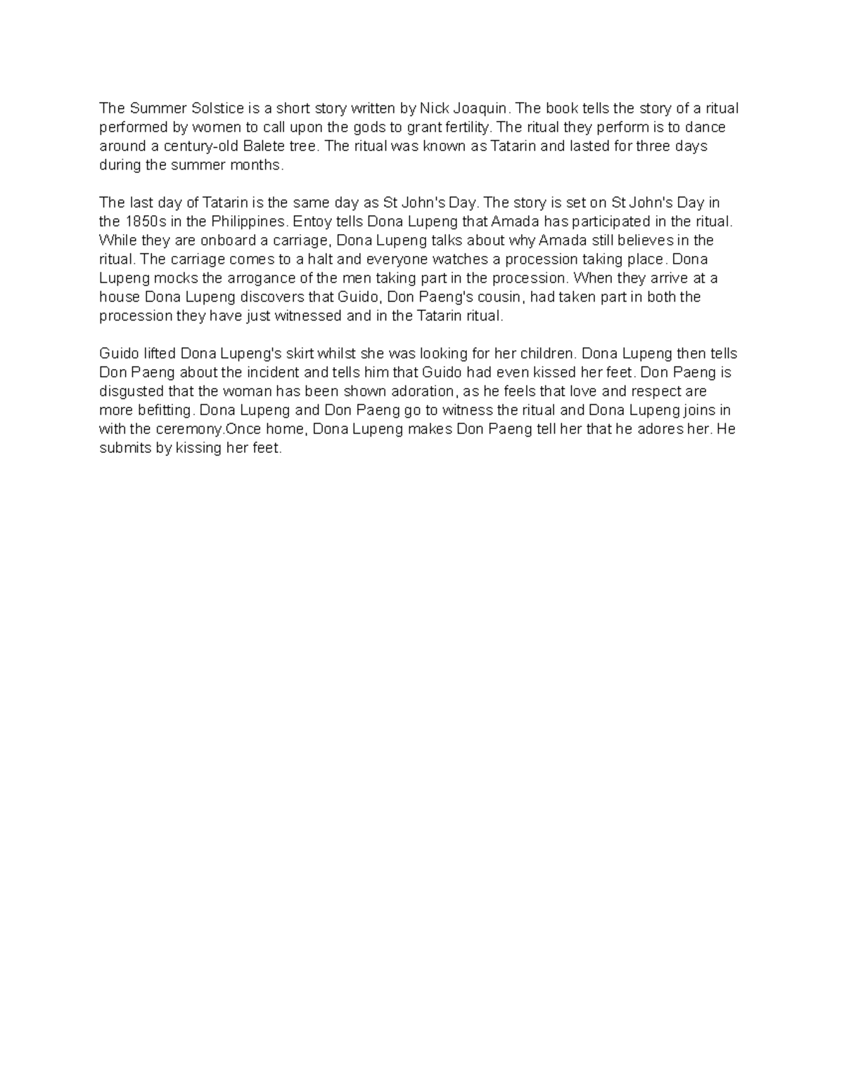 Summary of - hoping this would help. - The Summer Solstice is a short ...