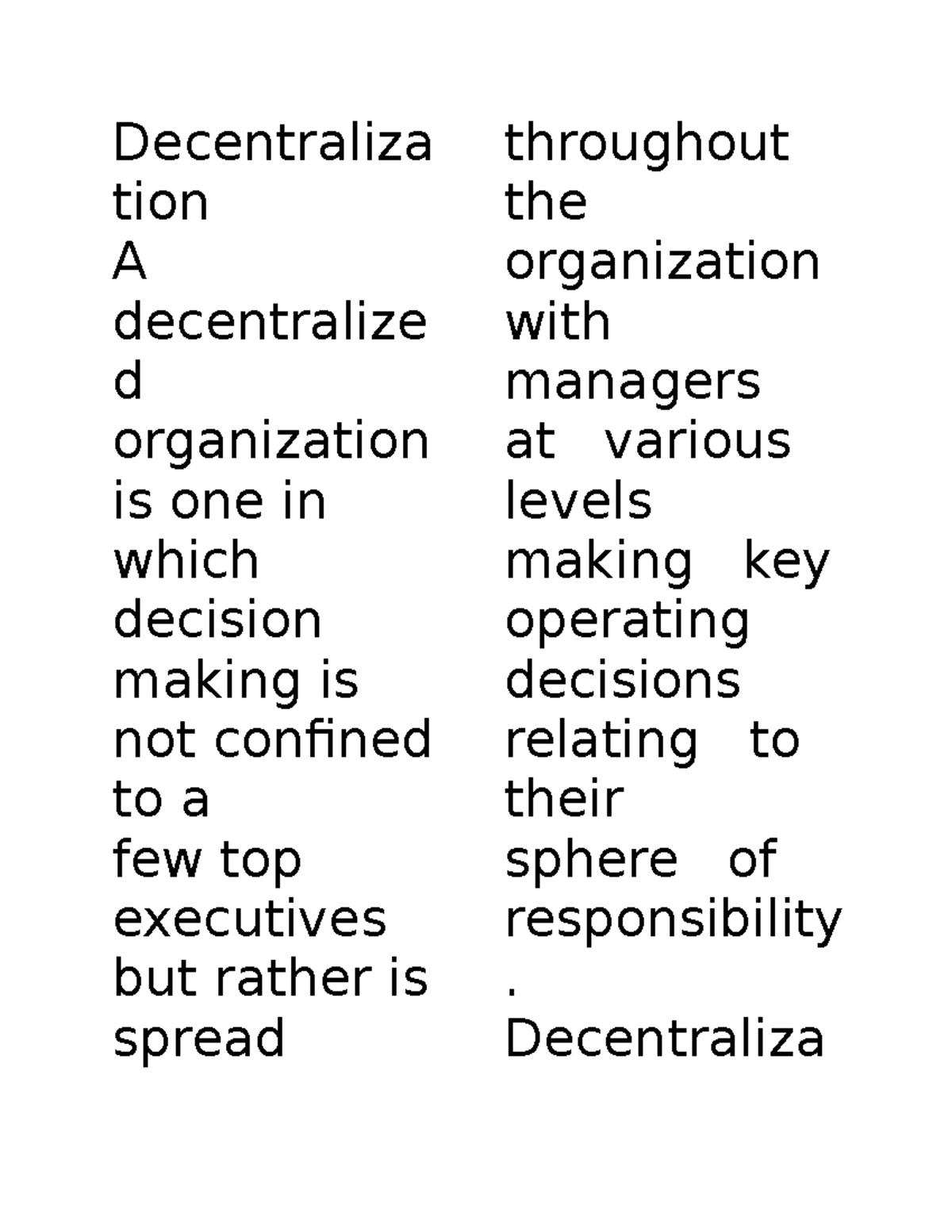 Decentralized Operations And Segment Reporting Decentraliza Tion A Decentralize D Organization