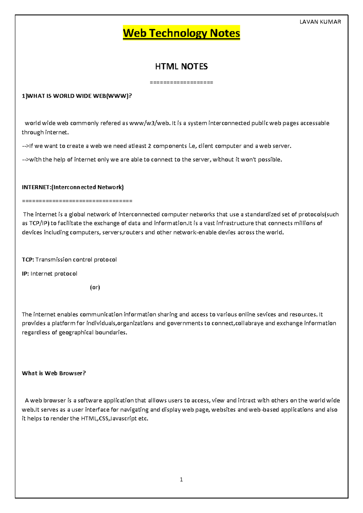 Web Technology Notes - lkojihgvcfxdfcvbjknkn - Web Technology Notes ...