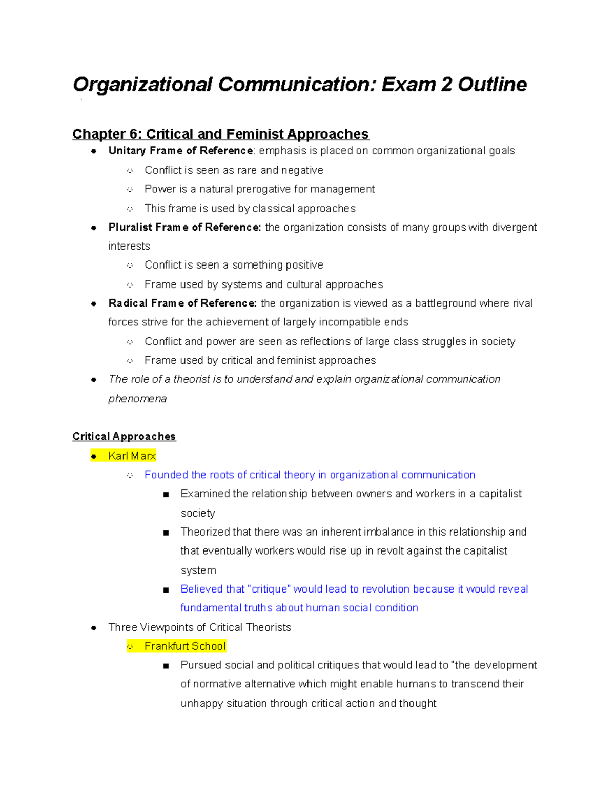 Exam 2 Study Outline - These are lecture notes from Heather Schaffner ...