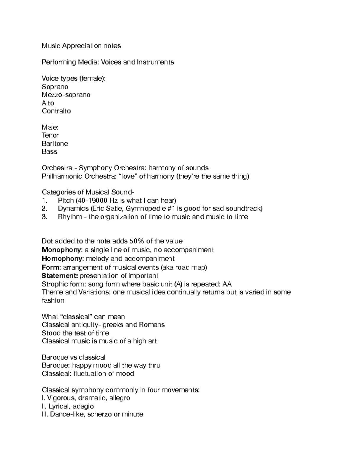 1 - Jason Terry - Music Appreciation notes Performing Media: Voices and ...