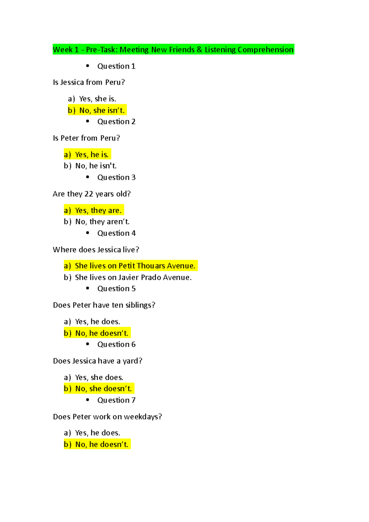(AC-01) QUIZ Ingles II Week 1 - Pre-Task: Meeting New Friends ...
