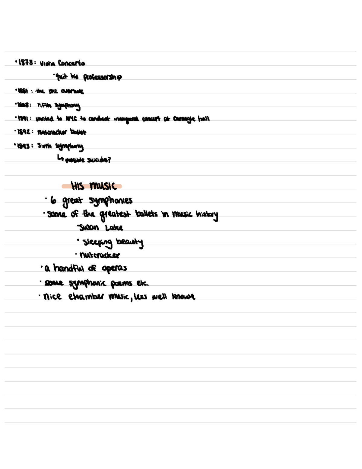 Music history notes 5 - 1878 : violin Concerto - quit his professorship ...