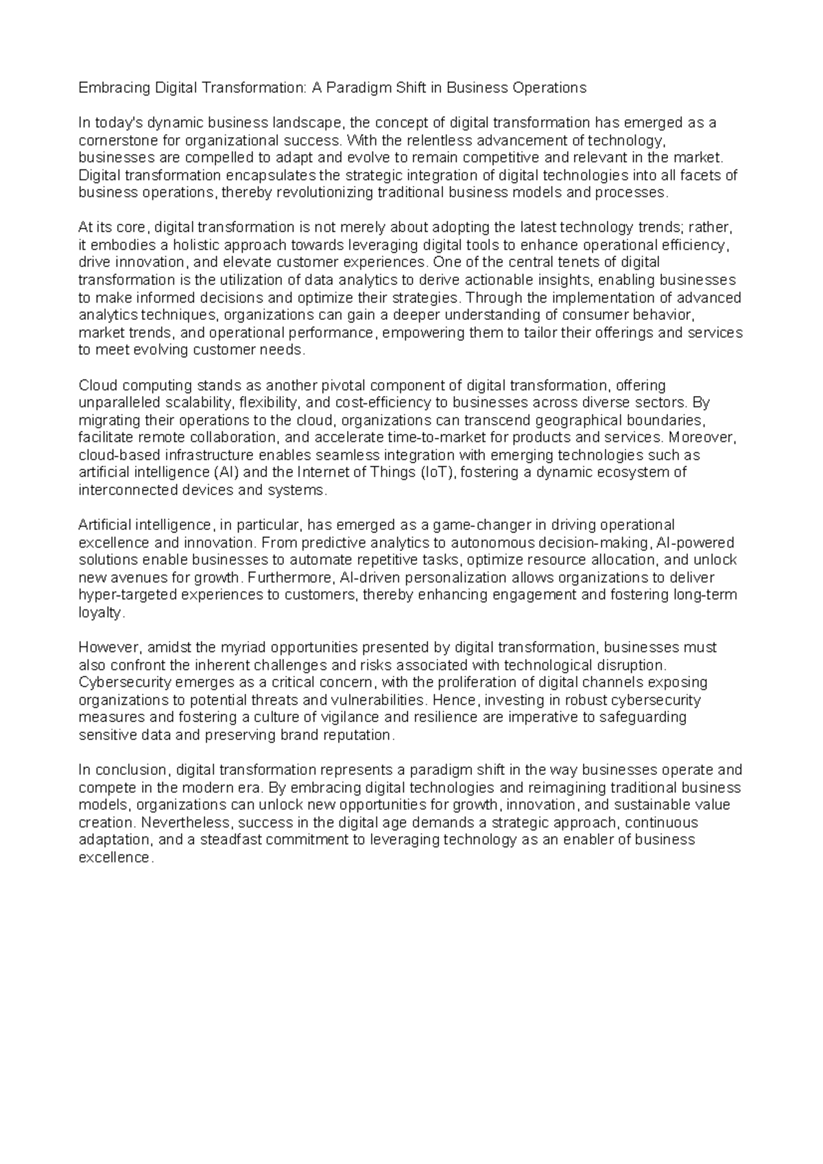 What is DT - notes - Embracing Digital Transformation: A Paradigm Shift ...