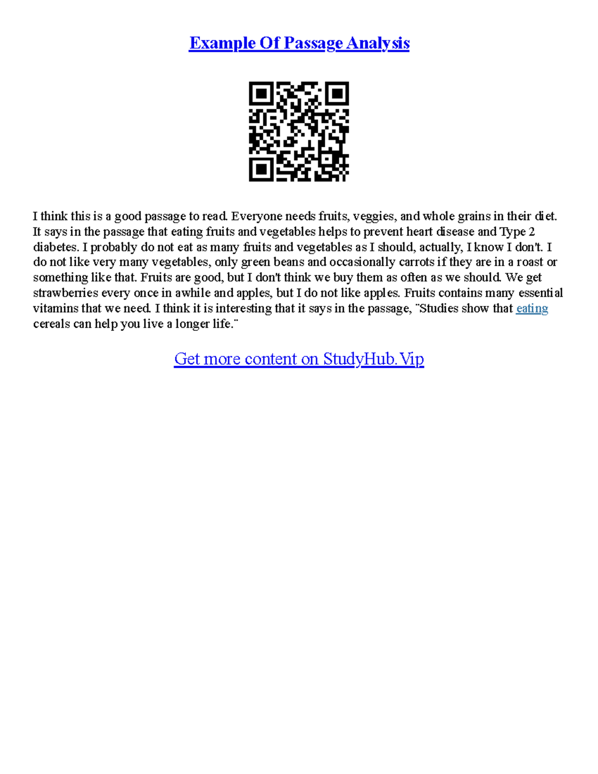 Analysis Essay Example - Example Of Passage Analysis I think this is a ...