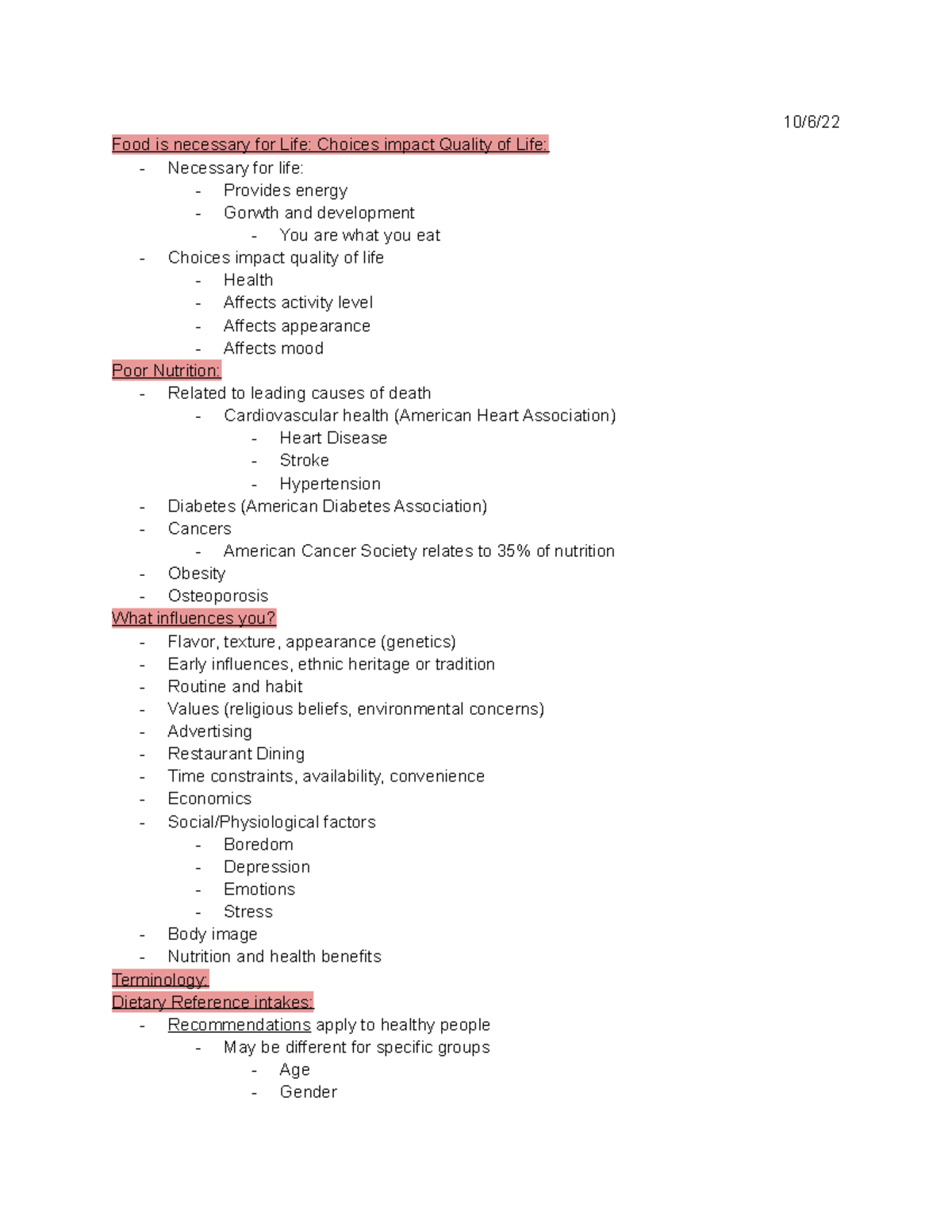 NSC- Food Choices - Description of different foods and how they affect ...