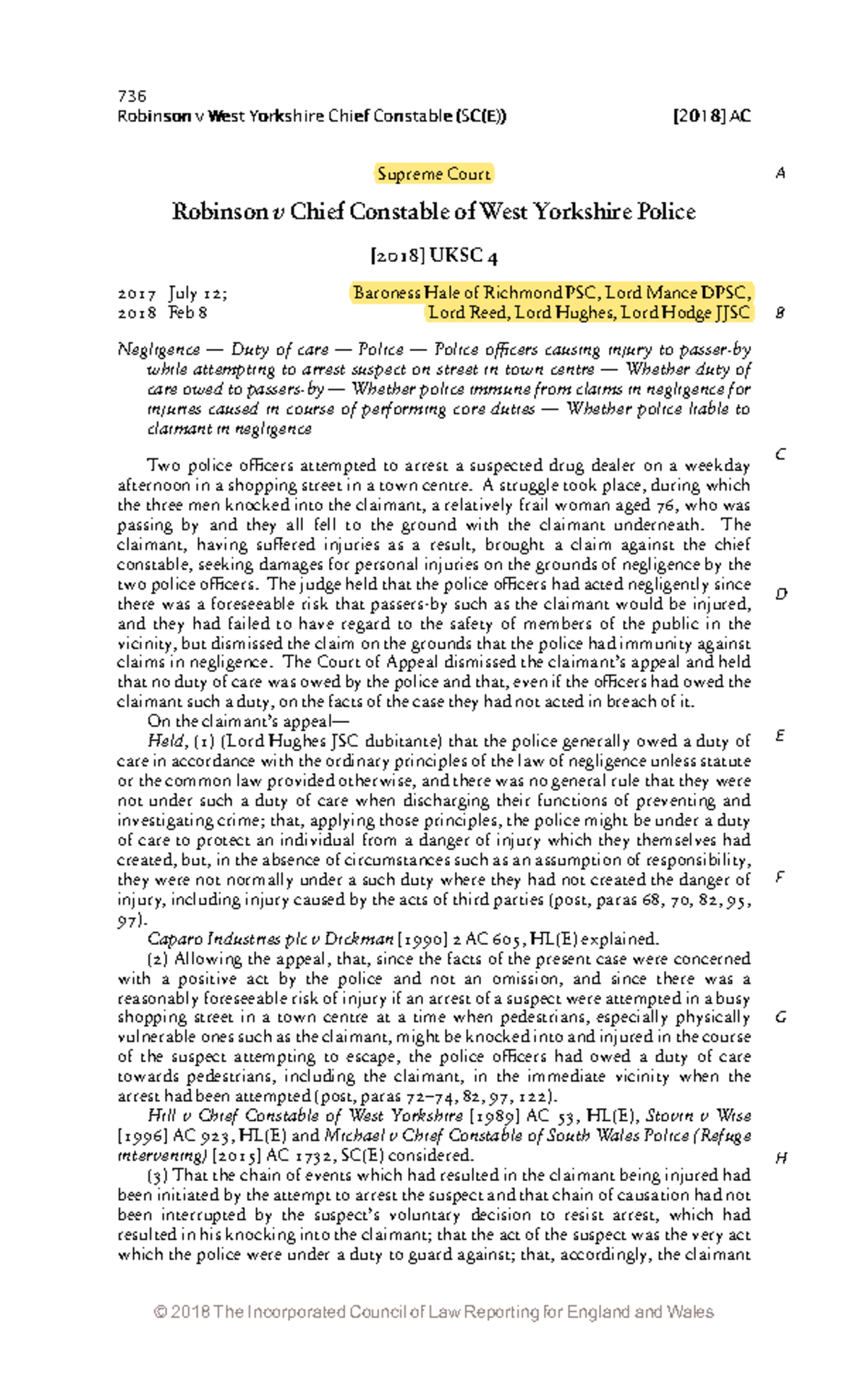 2. Robinson - scvsvsvsvvs - Supreme Court Robinson v Chief Constable of ...