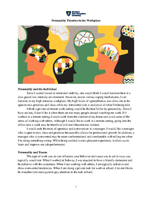 PSY328: Theories of Personality_Module 4.2 - PSY 328 Project One ...