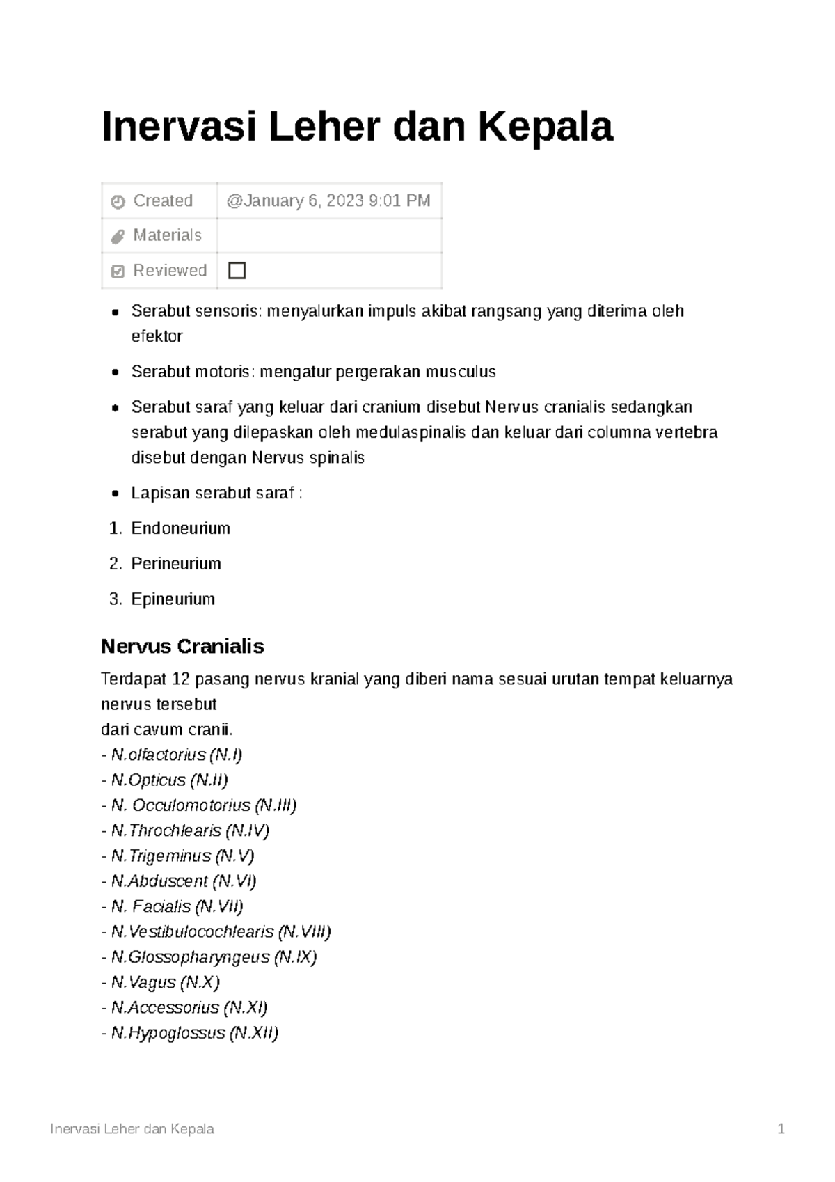 Inervasi Leher dan Kepala - Inervasi Leher dan Kepala Created Materials ...