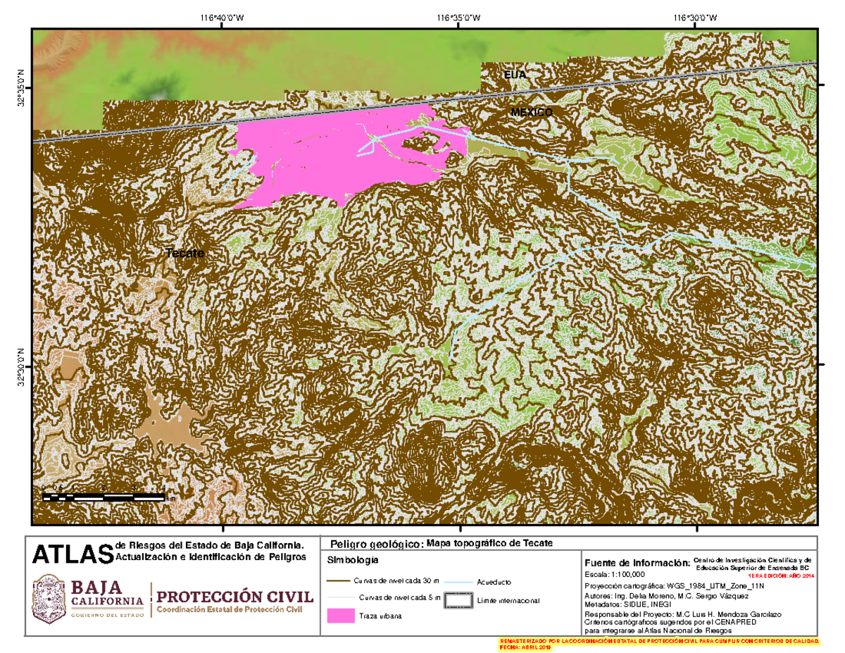 Mapa Topografico Tecate - 116°40'0"W 116°35'0"W 116°30'0"W 32°35'0"N ...