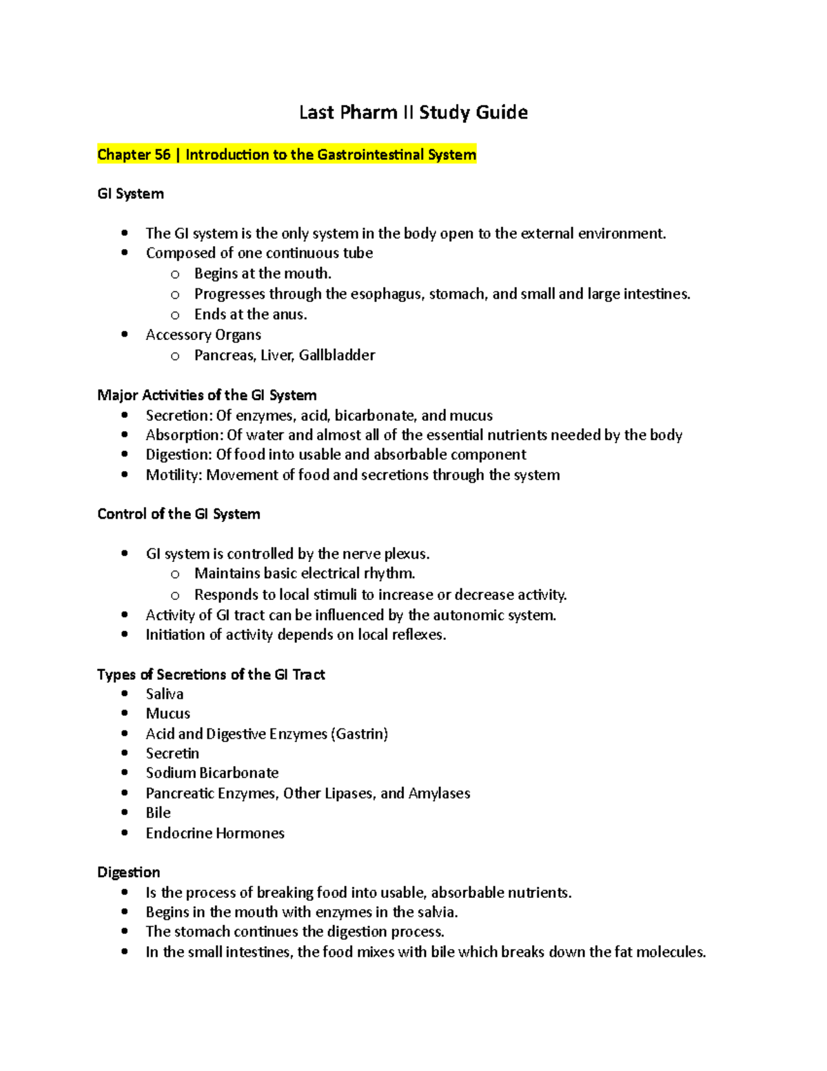 Last Pharm II Study Guide - Last Pharm II Study Guide Chapter 56 ...