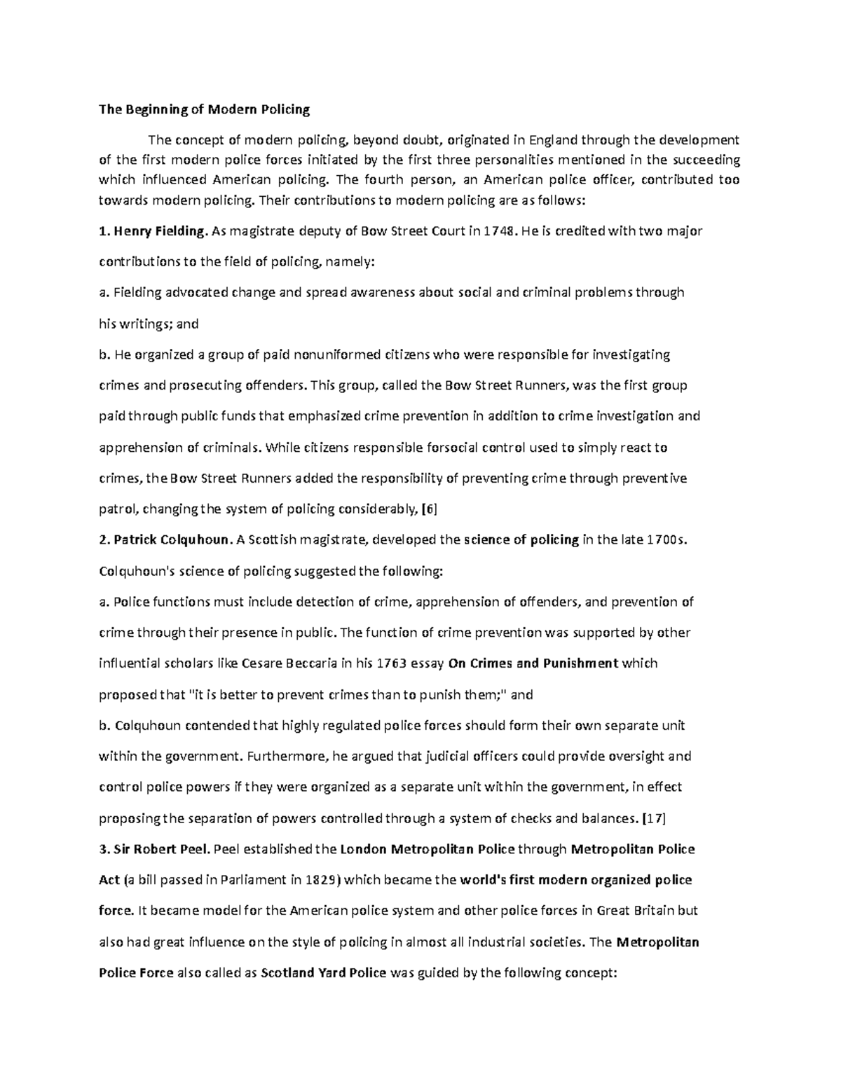 Group 3 The Beginning of Modern Policing - The Beginning of Modern ...