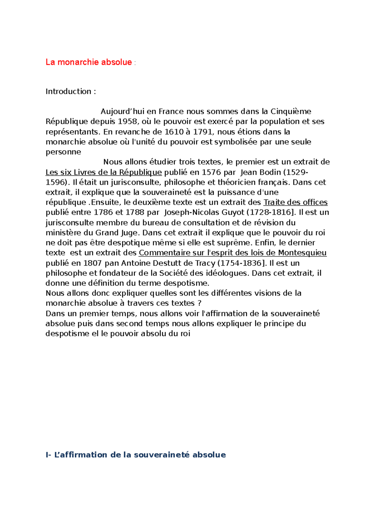 DM TD5 - dm d'histoire du droit sur la monarchie absolue - La monarchie ...