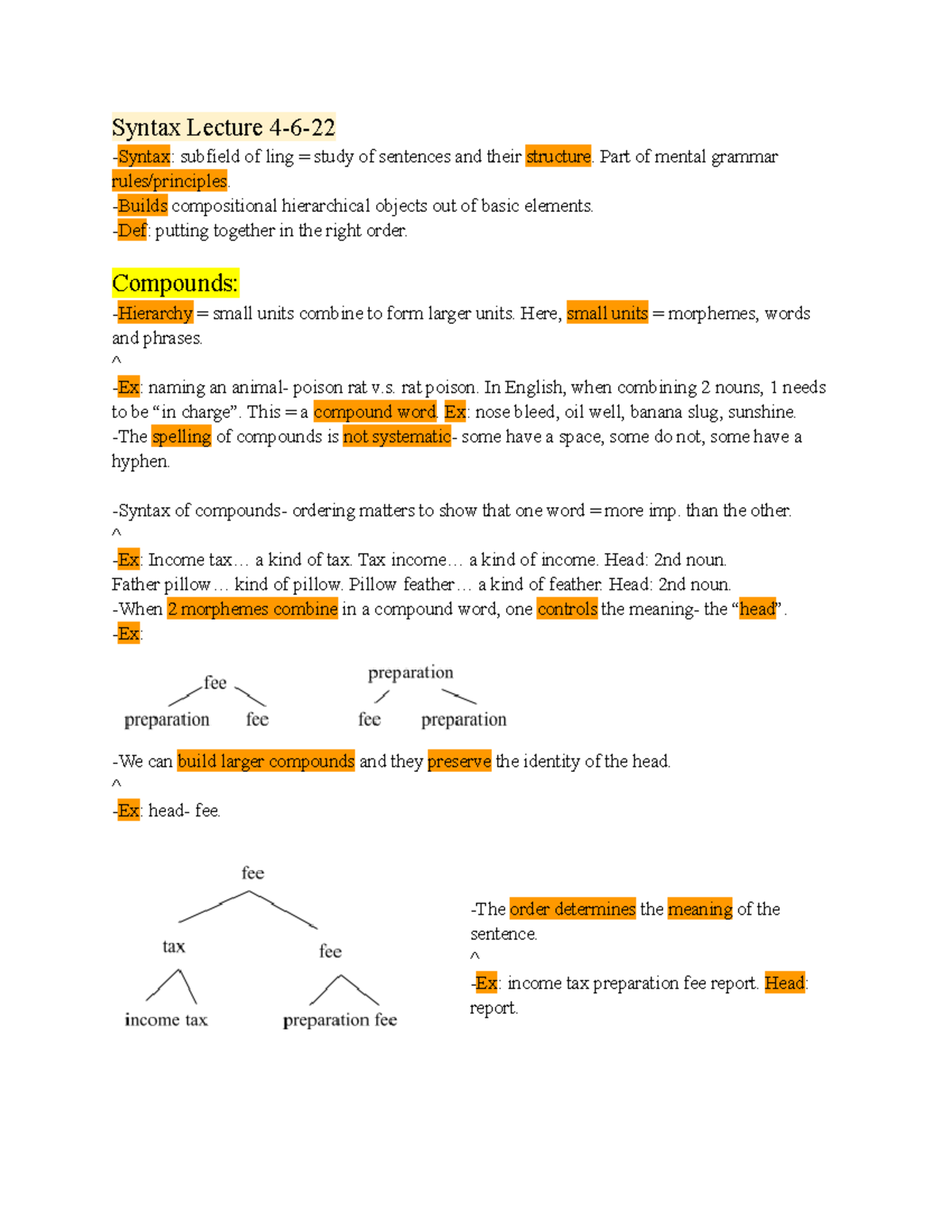 LING50- 2) Ch. 7, Syntax and Lexical Cotegories Lectures - Syntax Lecture 4-6-Syntax: subfield ...