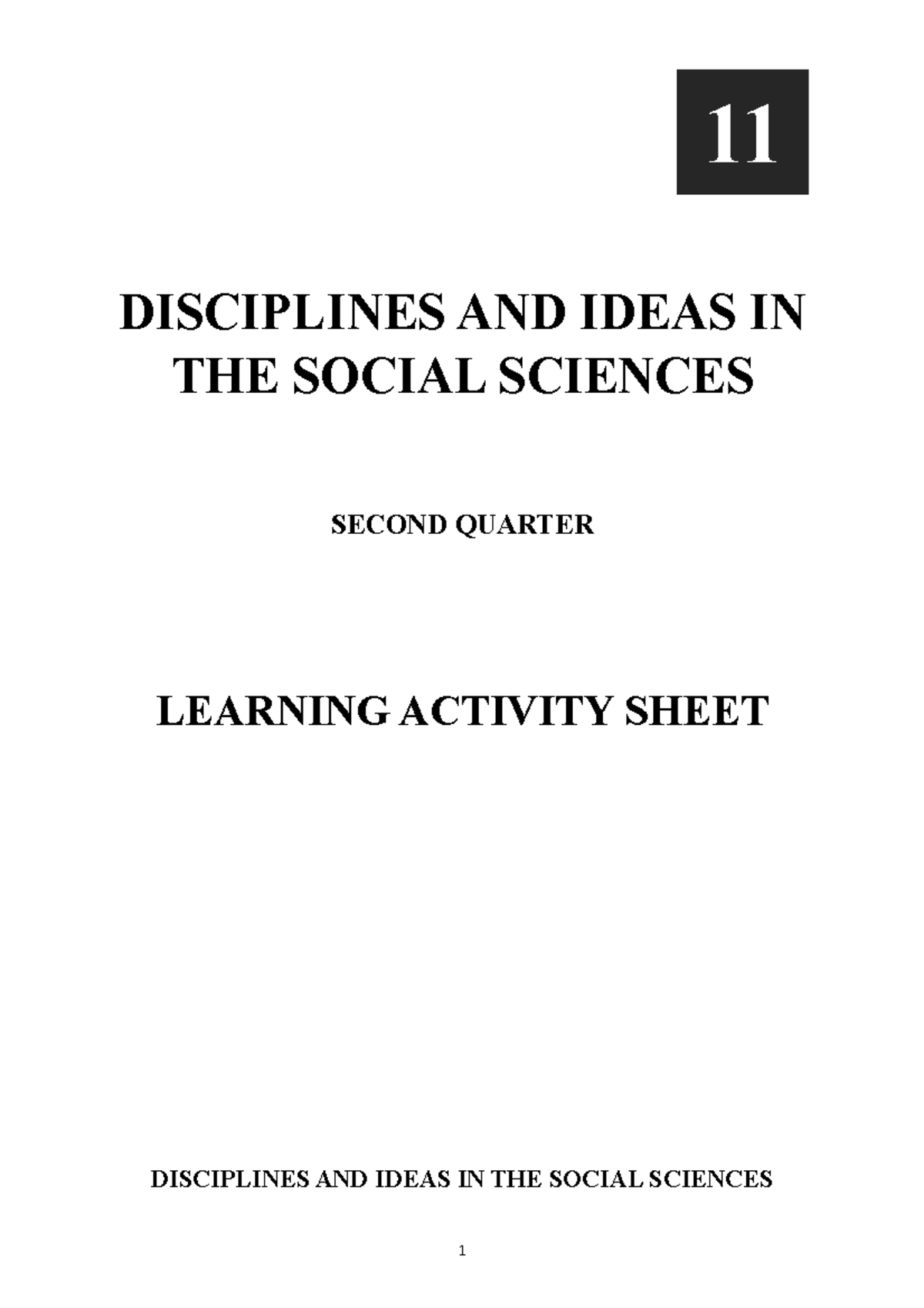 LAS-DISS - Learning Activity Sheet in Disciplines and Ideas in the ...