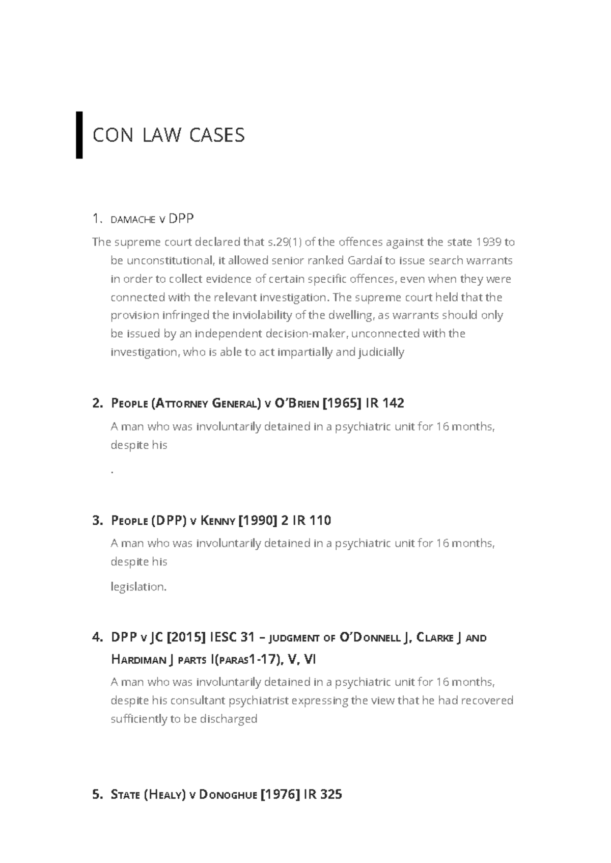 Constitutional law list of cases - CON LAW CASES 1. DAMACHE VDPP The ...