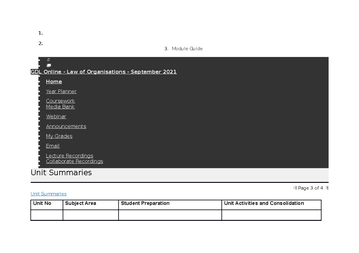 Units - 1. 2. 3. Module Guide GDL Online - Law of Organisations ...