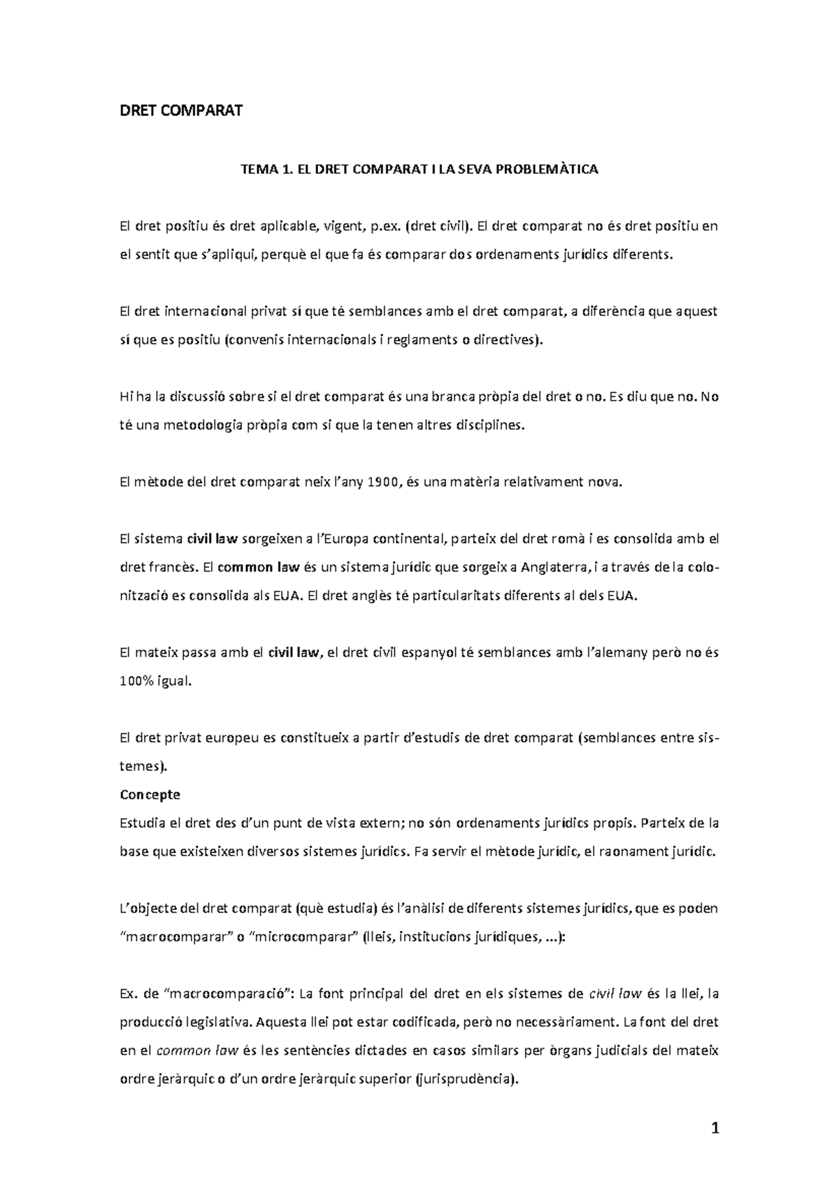 Pdf comparat - apuntes - DRET COMPARAT TEMA 1. EL DRET COMPARAT I LA ...