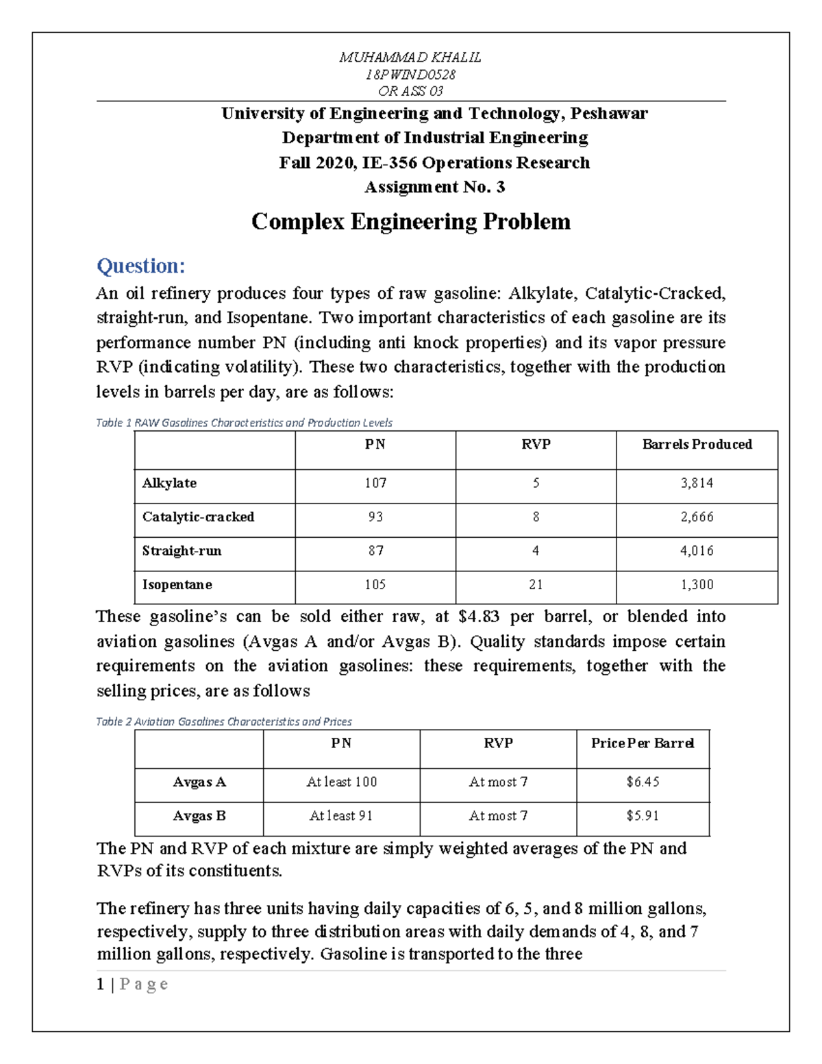OR Ass 2 Sol LP Modeling in operations research - 18PWIND OR ASS 03 University of Engineering ...
