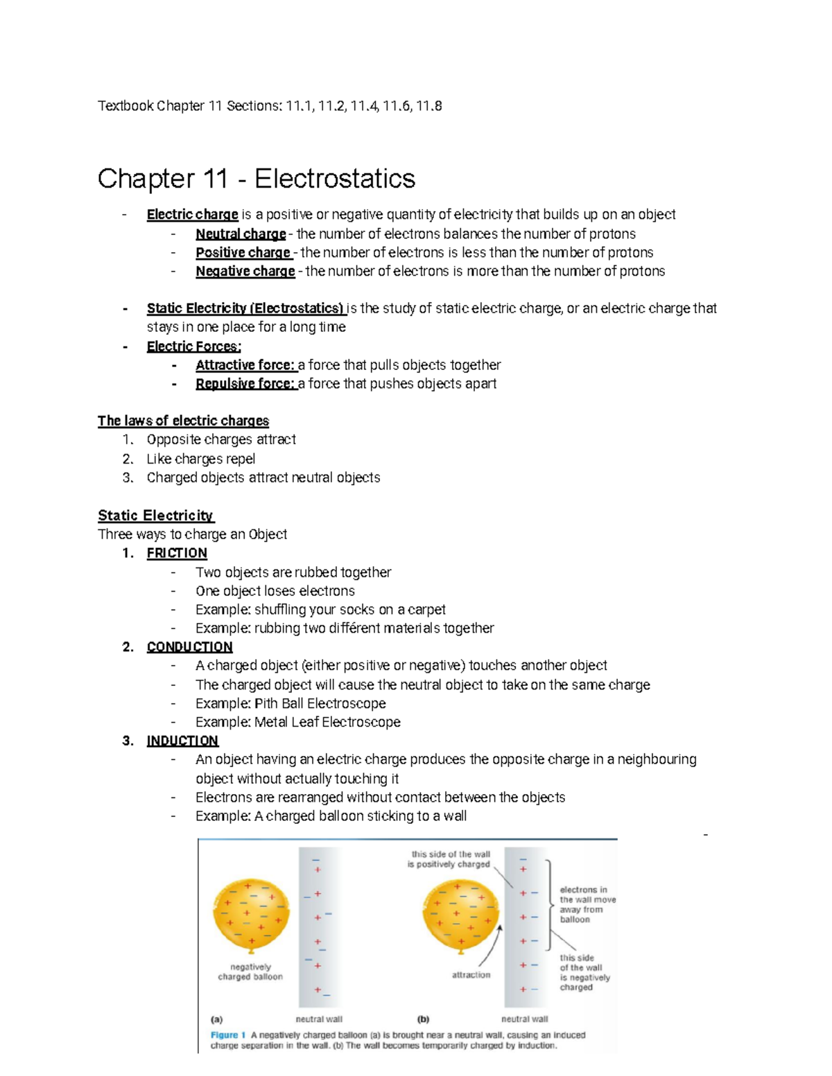 Gr 9 Science Physics - Electrostatics - Textbook Chapter 11 Sections: 11, 11, 11, 11, 11 ...