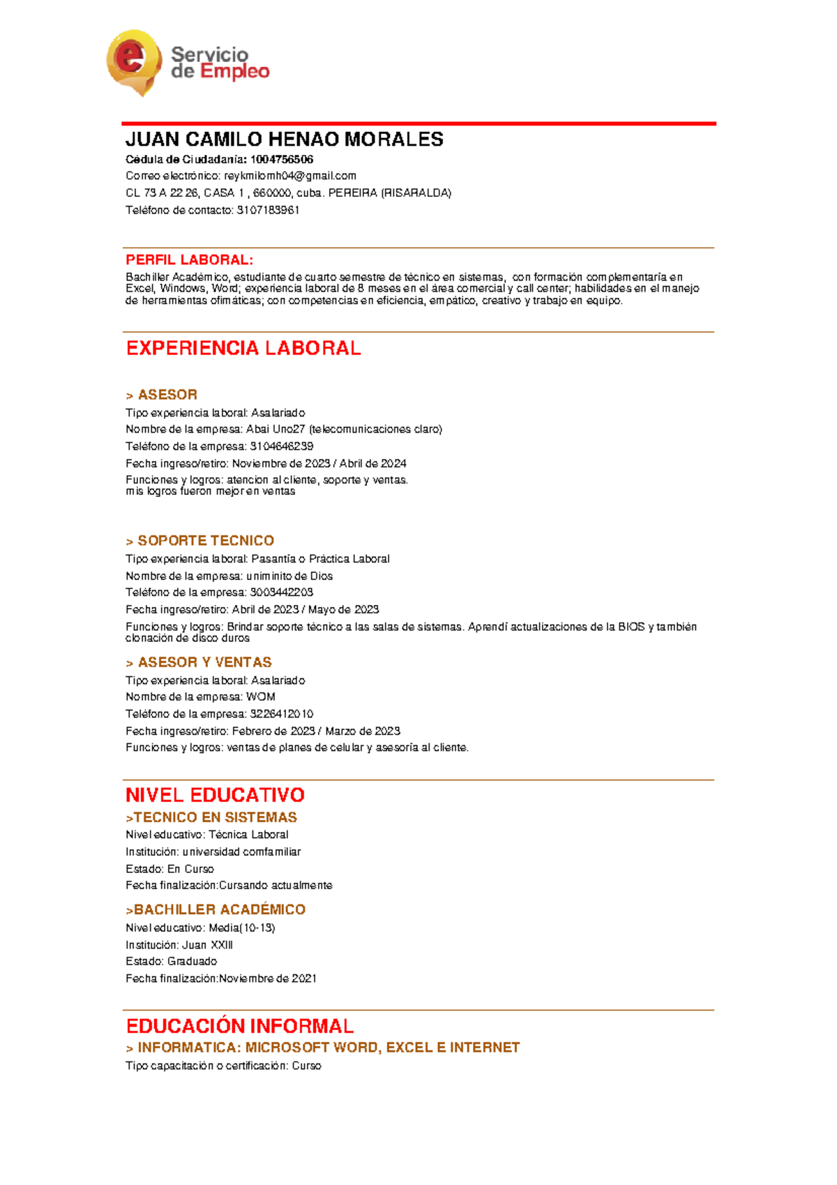 Epfdlg - hkjmlk - JUAN CAMILO HENAO MORALES Cédula de Ciudadanía ...