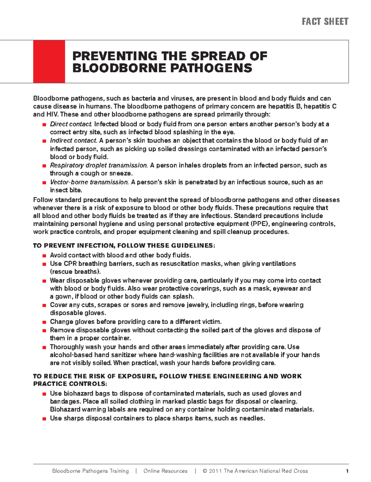 Preventing Spread Bloodborne Pathogens Factand Skill - Bloodborne ...