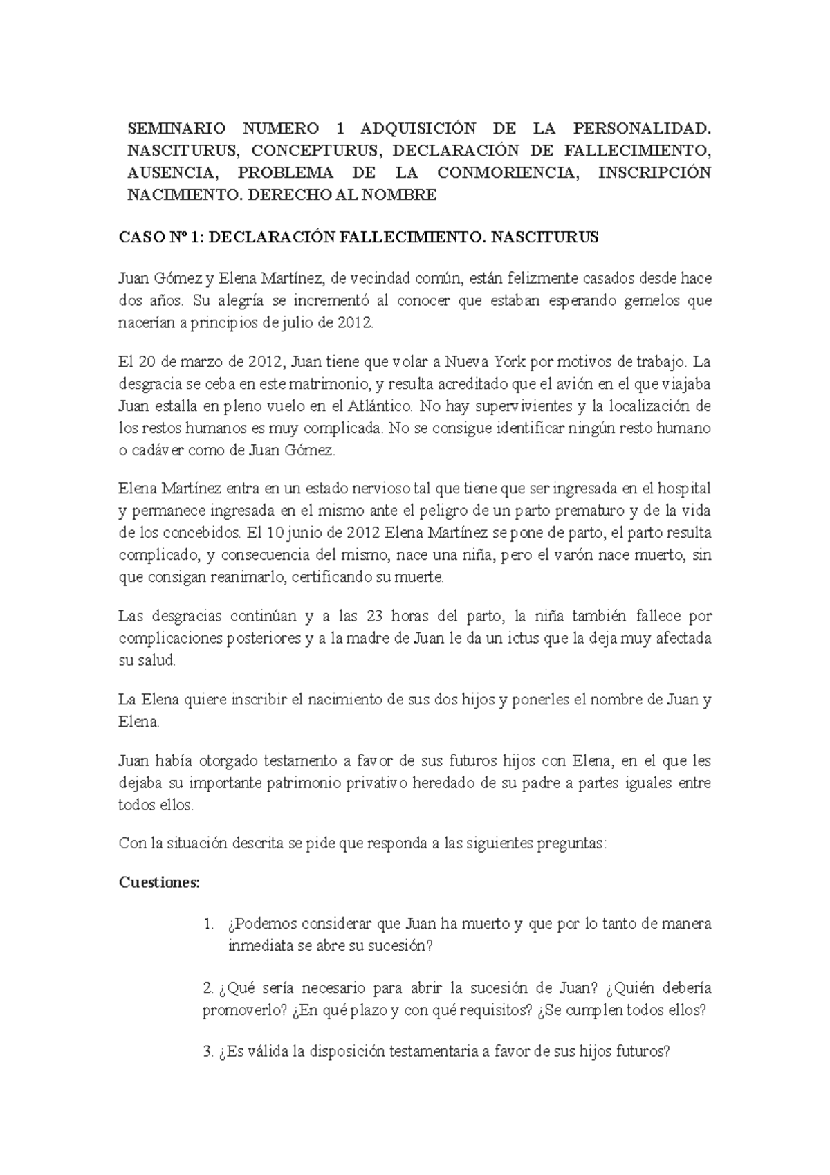 Seminario 1 de la persona - SEMINARIO NUMERO 1 ADQUISICIÓN DE LA ...