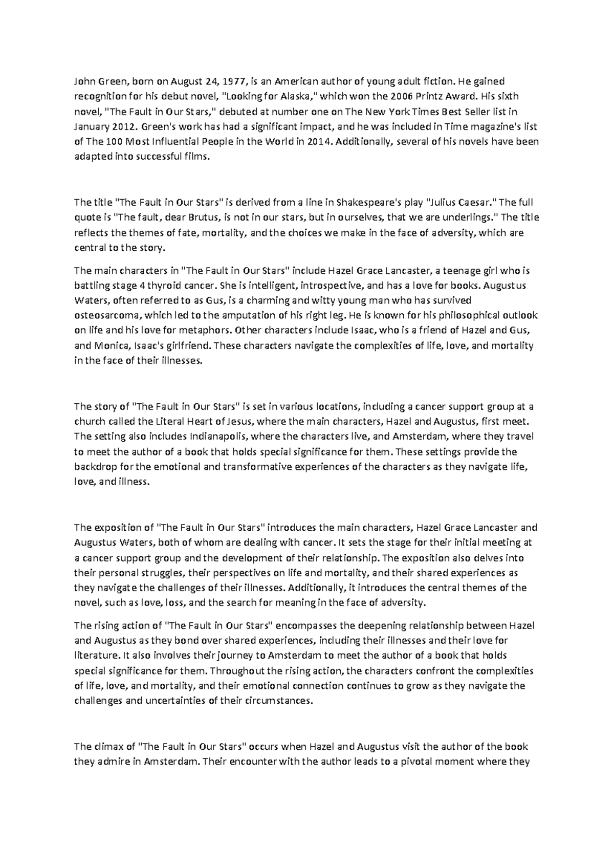 Fault-IN-OUR- Stars - John Green, born on August 24, 1977, is an ...