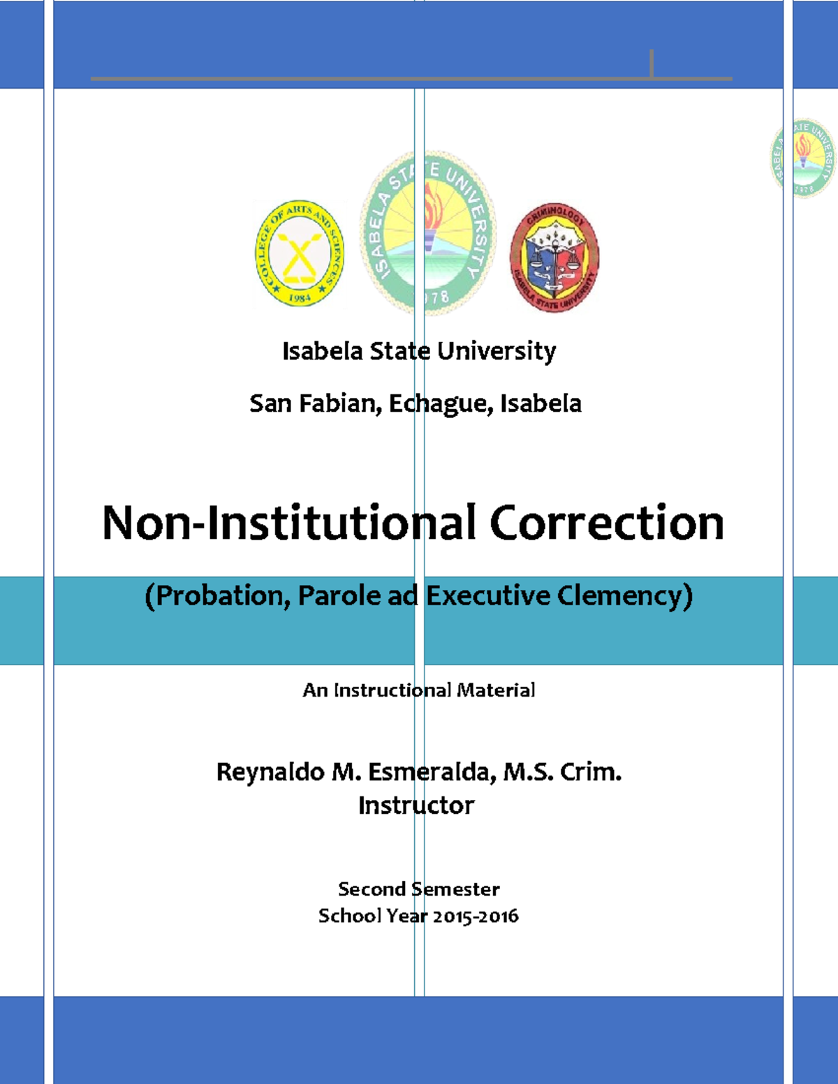 ISU Non Institutional Correction Instruc - Isabela State University San ...