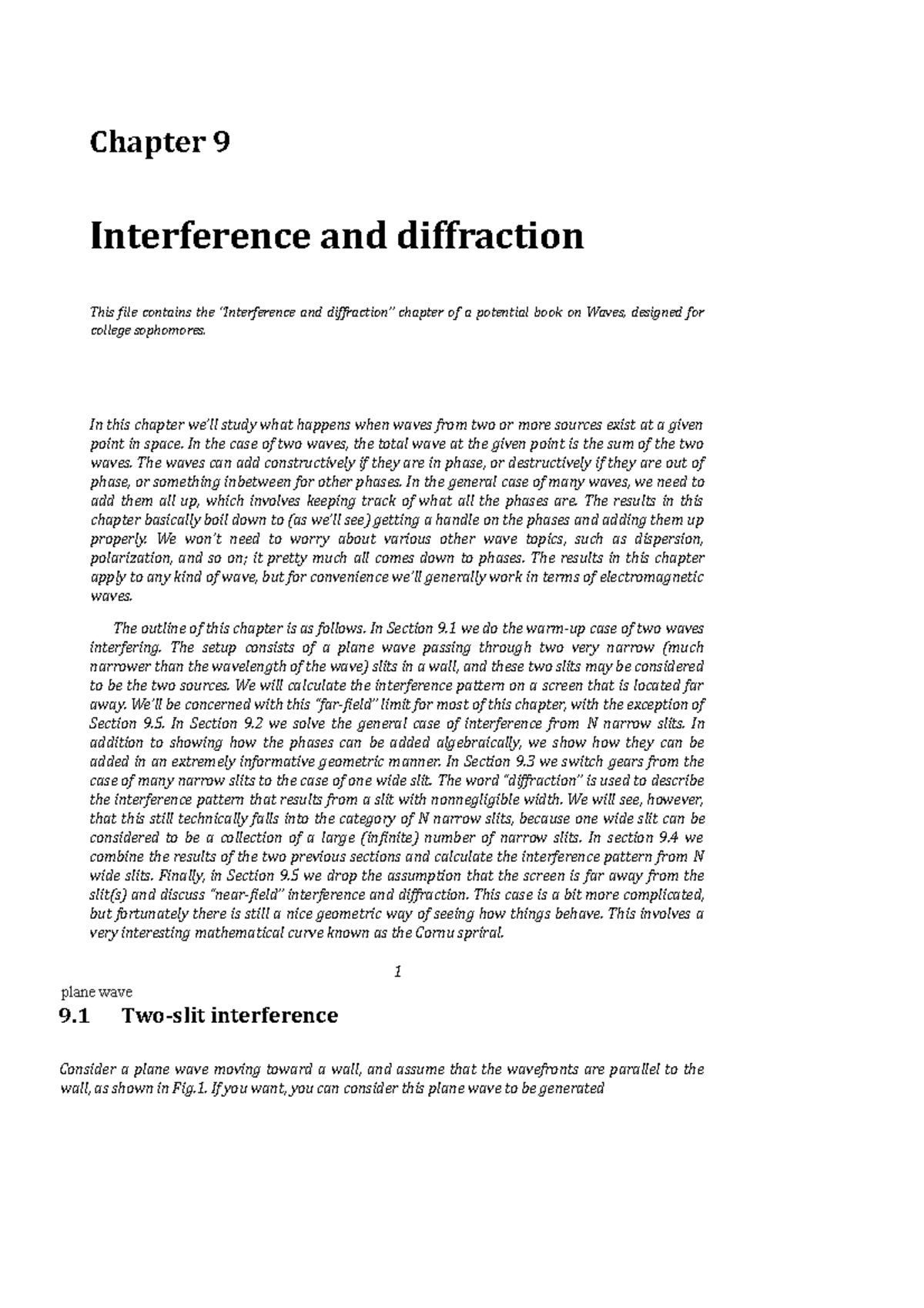 Interference - good - Chapter 9 Interference and diffraction This file ...