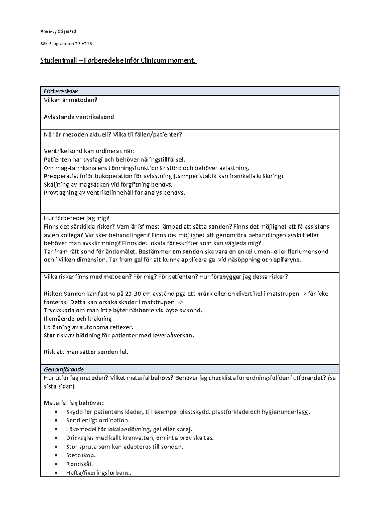 Studentförberedelse - Avlastande ventrikelsond - Anne-Ly Stigestad SSK ...