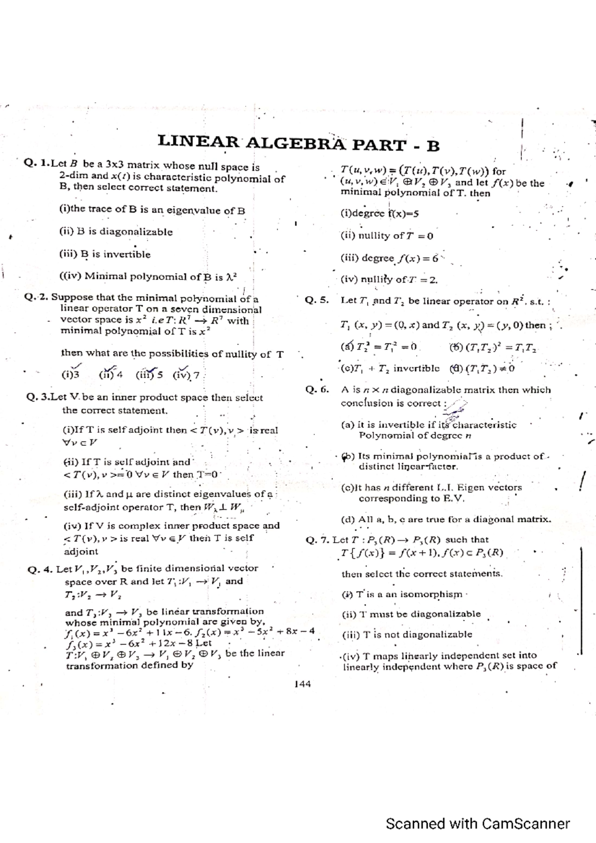 Linear algebra notes - B.tech CSE - Studocu