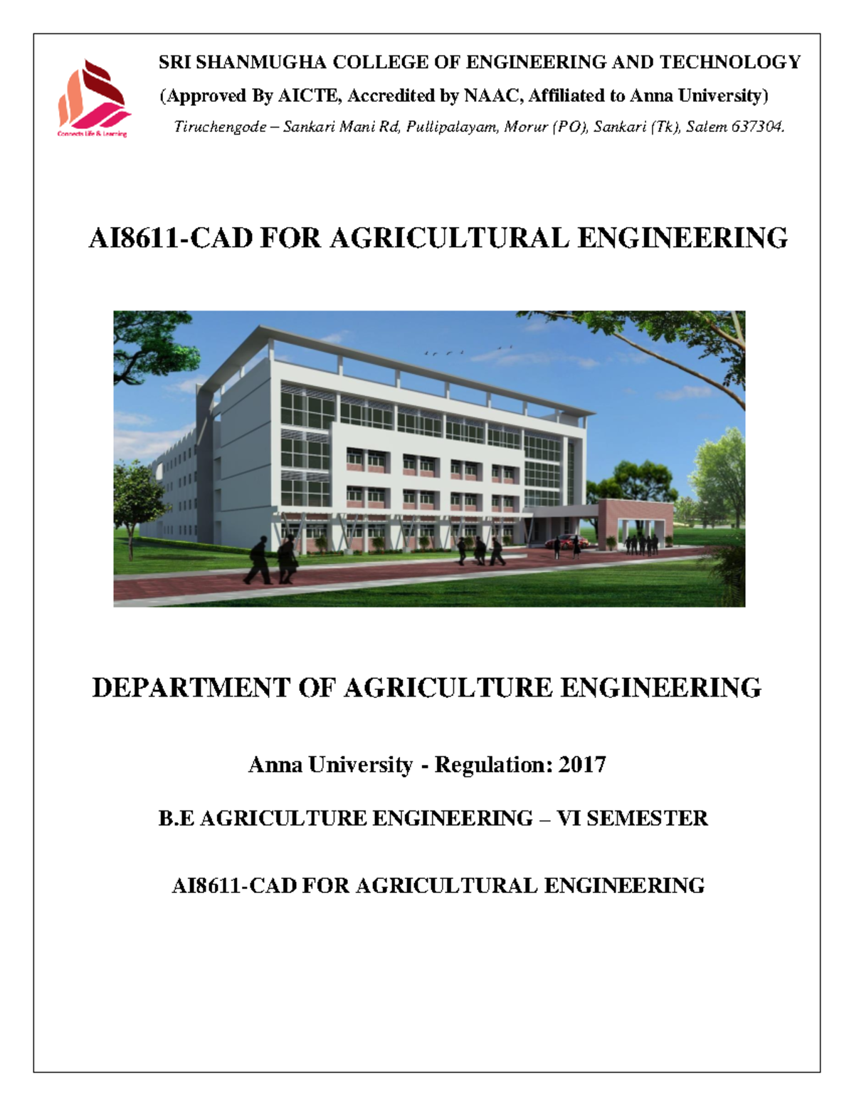 AI8611 Cadae Lab Manual - SRI SHANMUGHA COLLEGE OF ENGINEERING AND ...