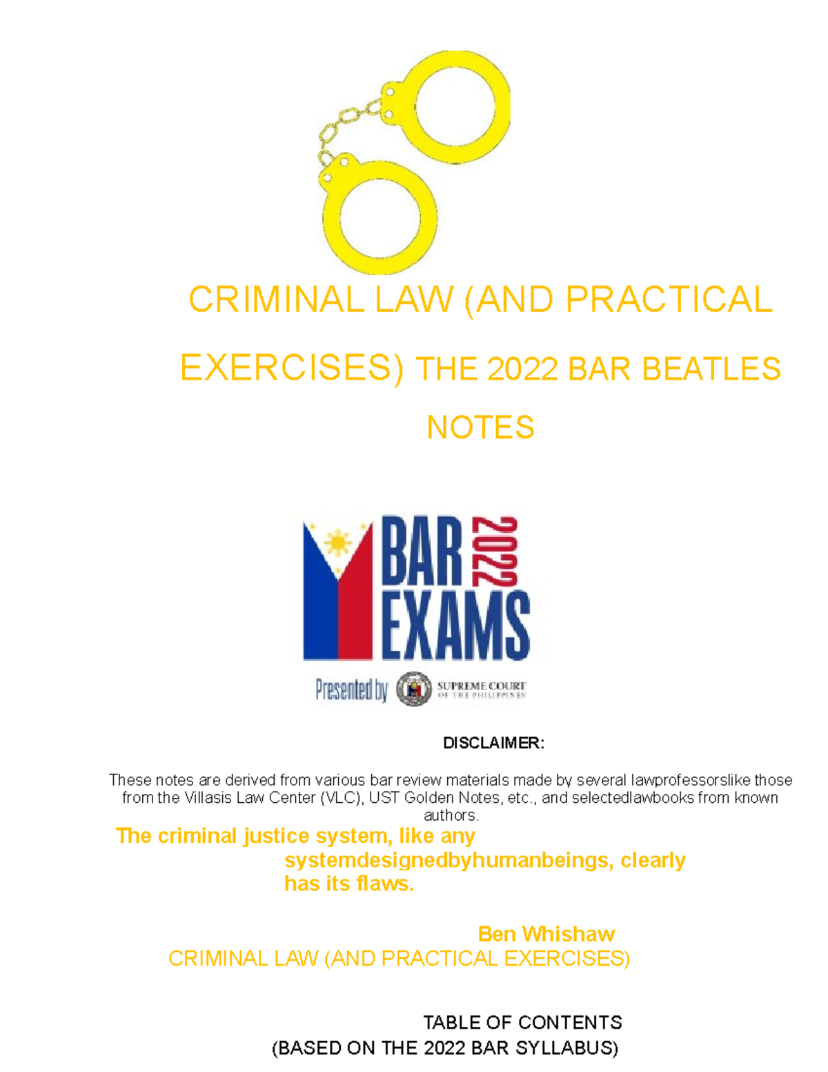 Criminal Law (and Practical Exercises) - CRIMINAL LAW (AND PRACTICAL ...