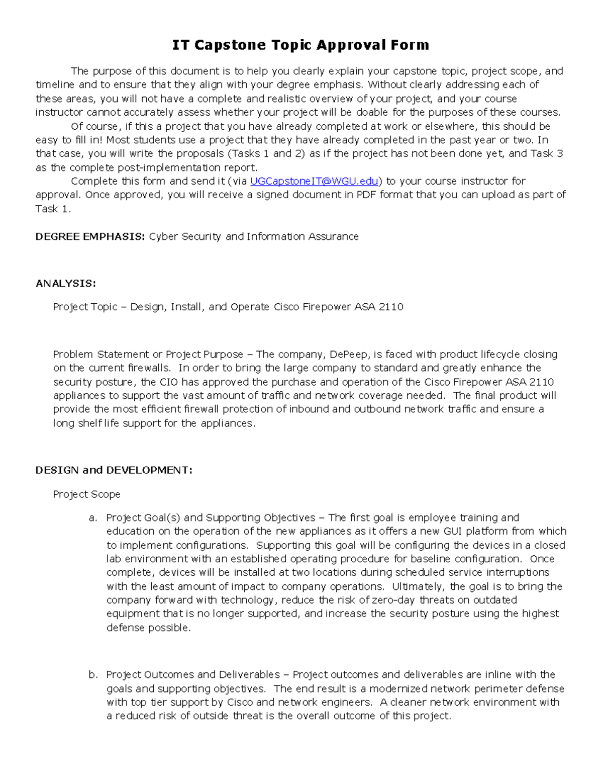 IT Capstone Topic Approval Form - Without clearly addressing each of ...