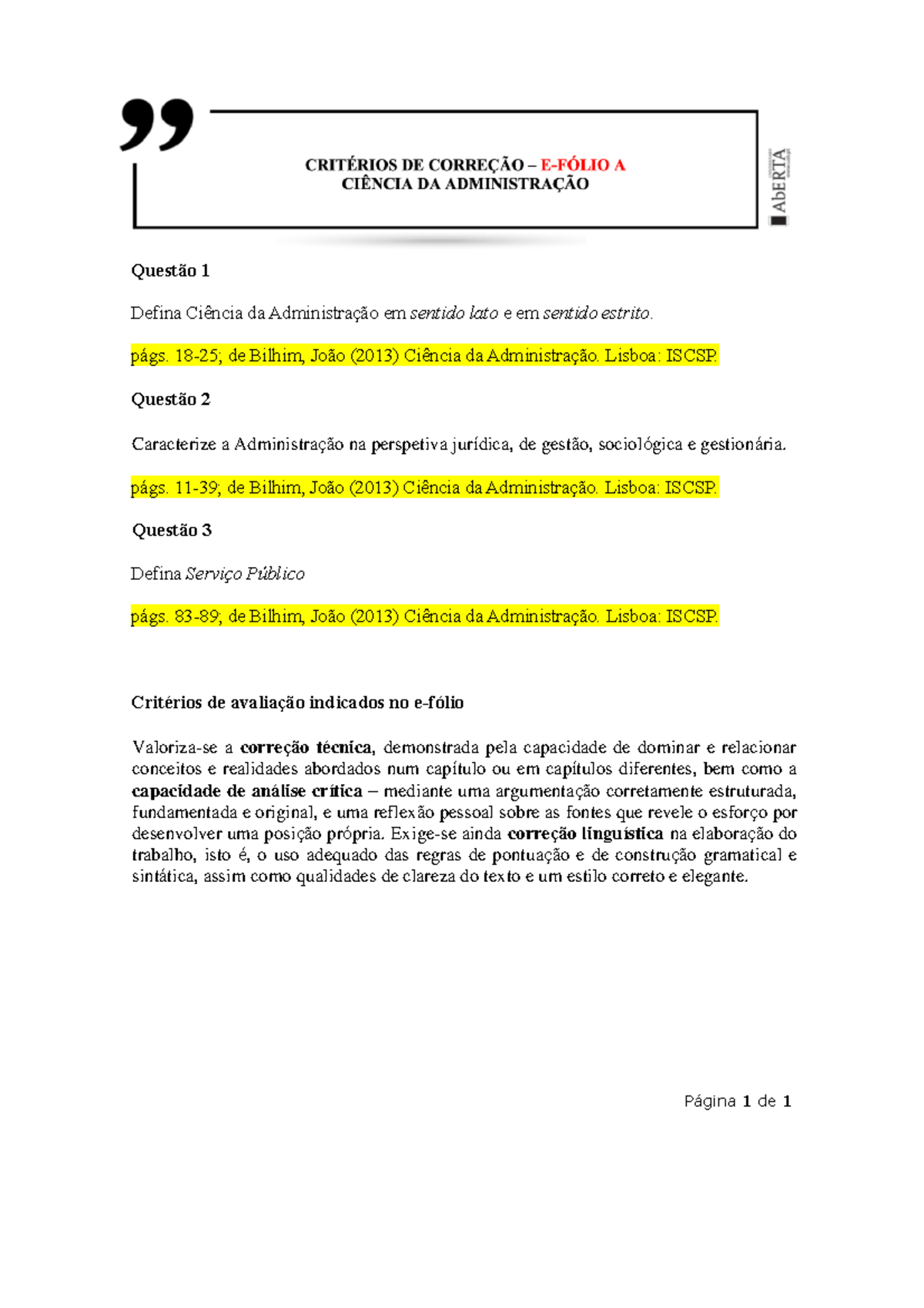 Criterios Correçao e-folio A Ciência da Administração 2022 23 ...