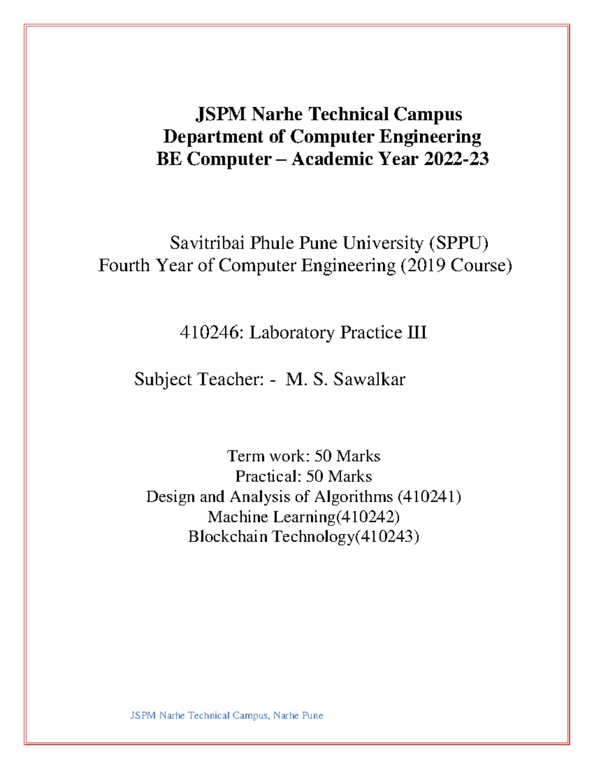LP-III Lab Manual(daa+ml+bct) - JSPM Narhe Technical Campus Department ...